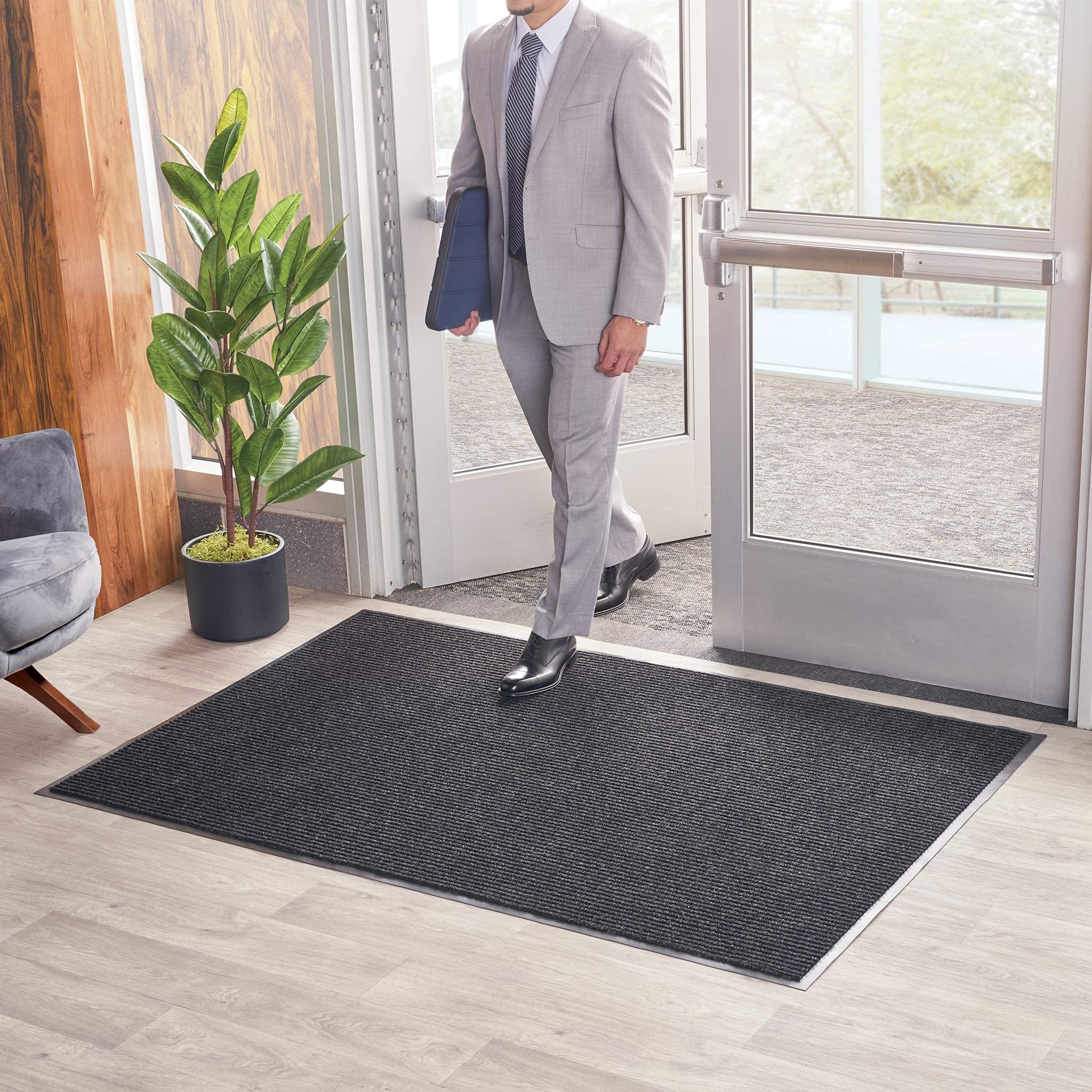 Amazon.com: ULTRALUX Large Indoor Door Mat 47” x 71” Non-Slip Vinyl ...