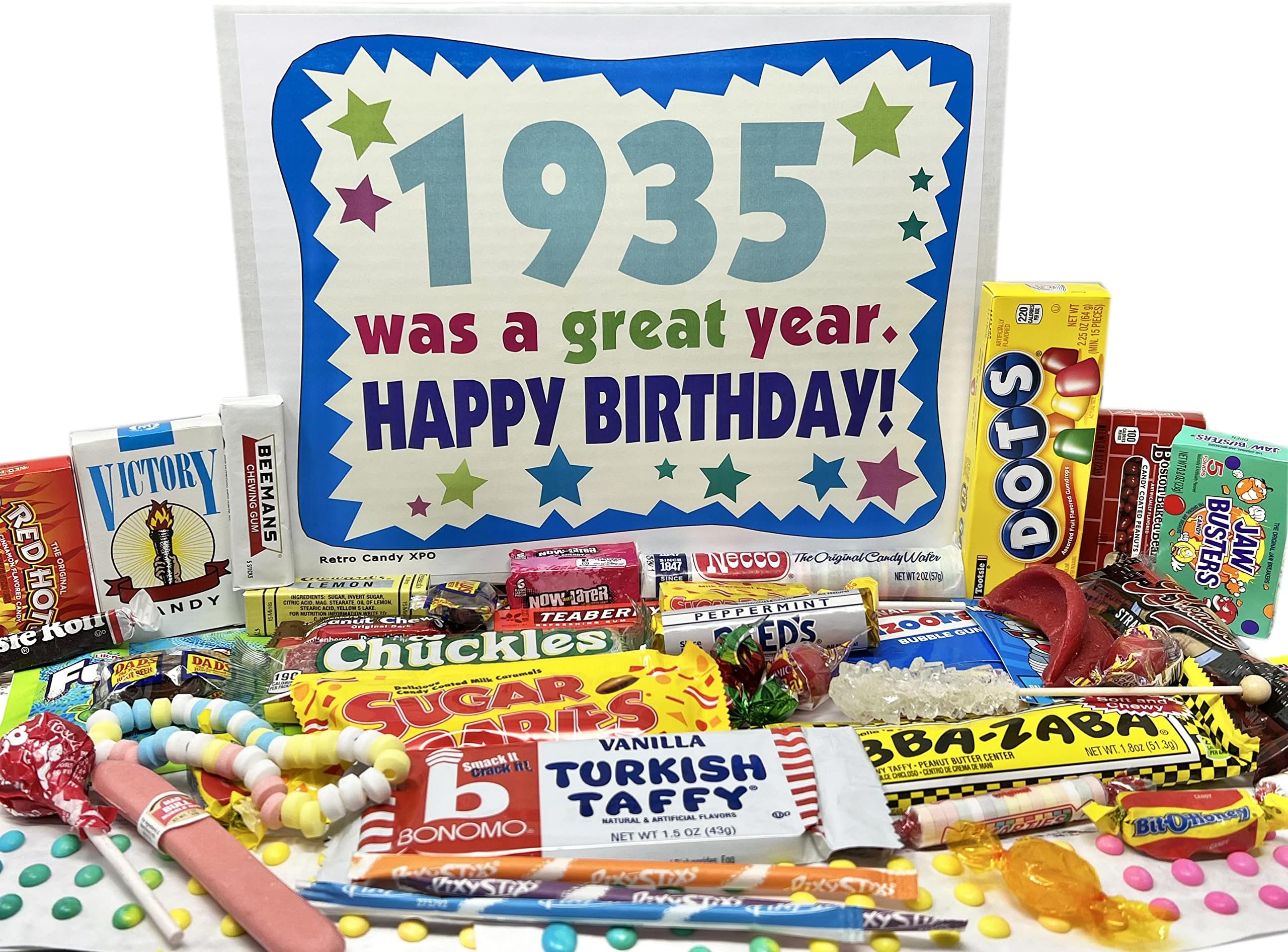 Amazon.com : RETRO CANDY YUM ~ 1934 90th Birthday Gift Box of Nostalgic ...