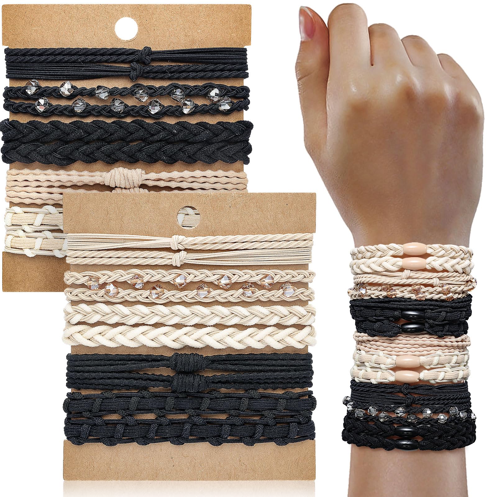 Snapklik.com : KANPRINCESS Boho Hair Tie Bracelets - Elastic Bands For ...
