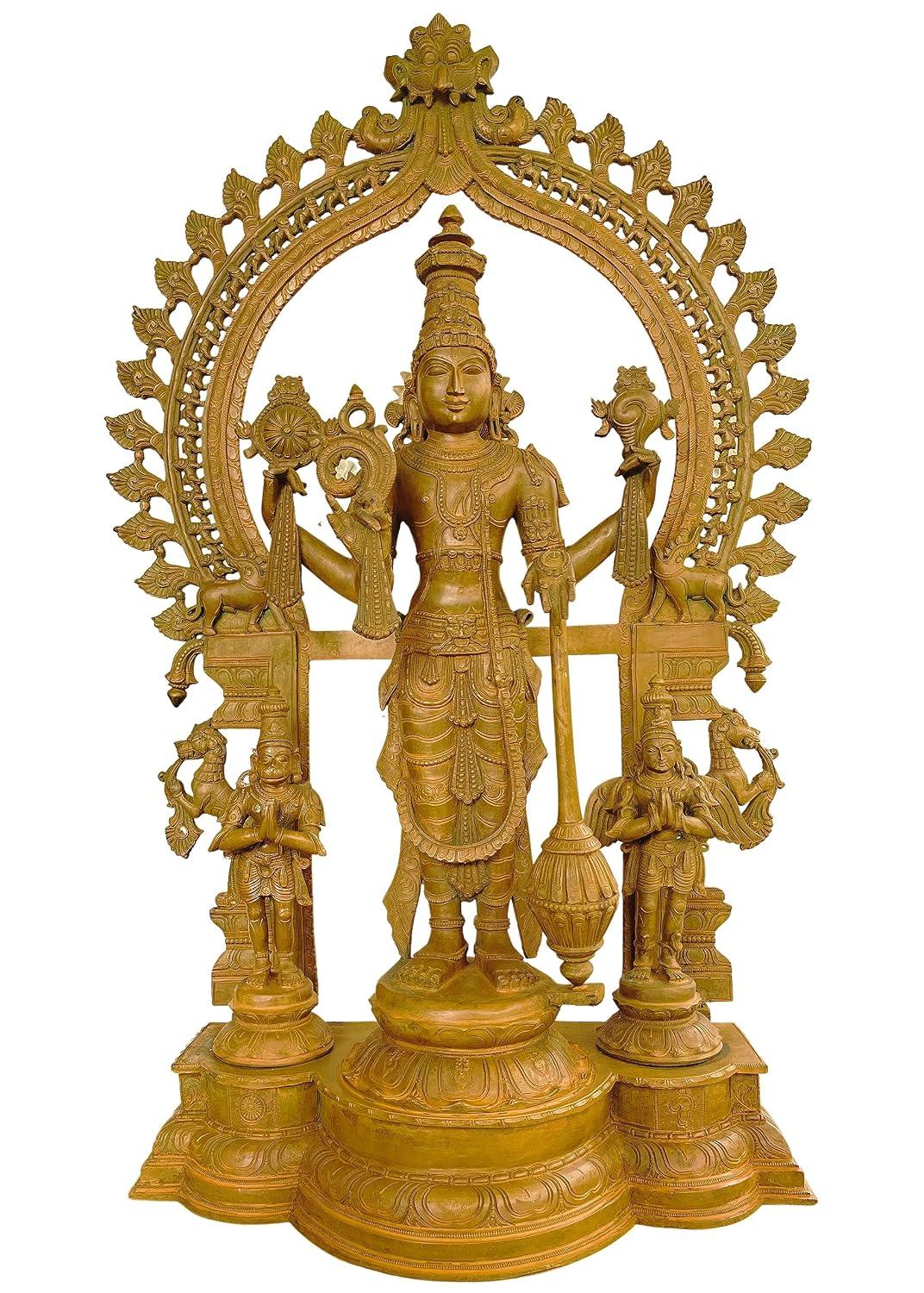 Buy South Indian Arts Bronze Big 4Ft Vishnu Idol with Hanuman and Garud ...