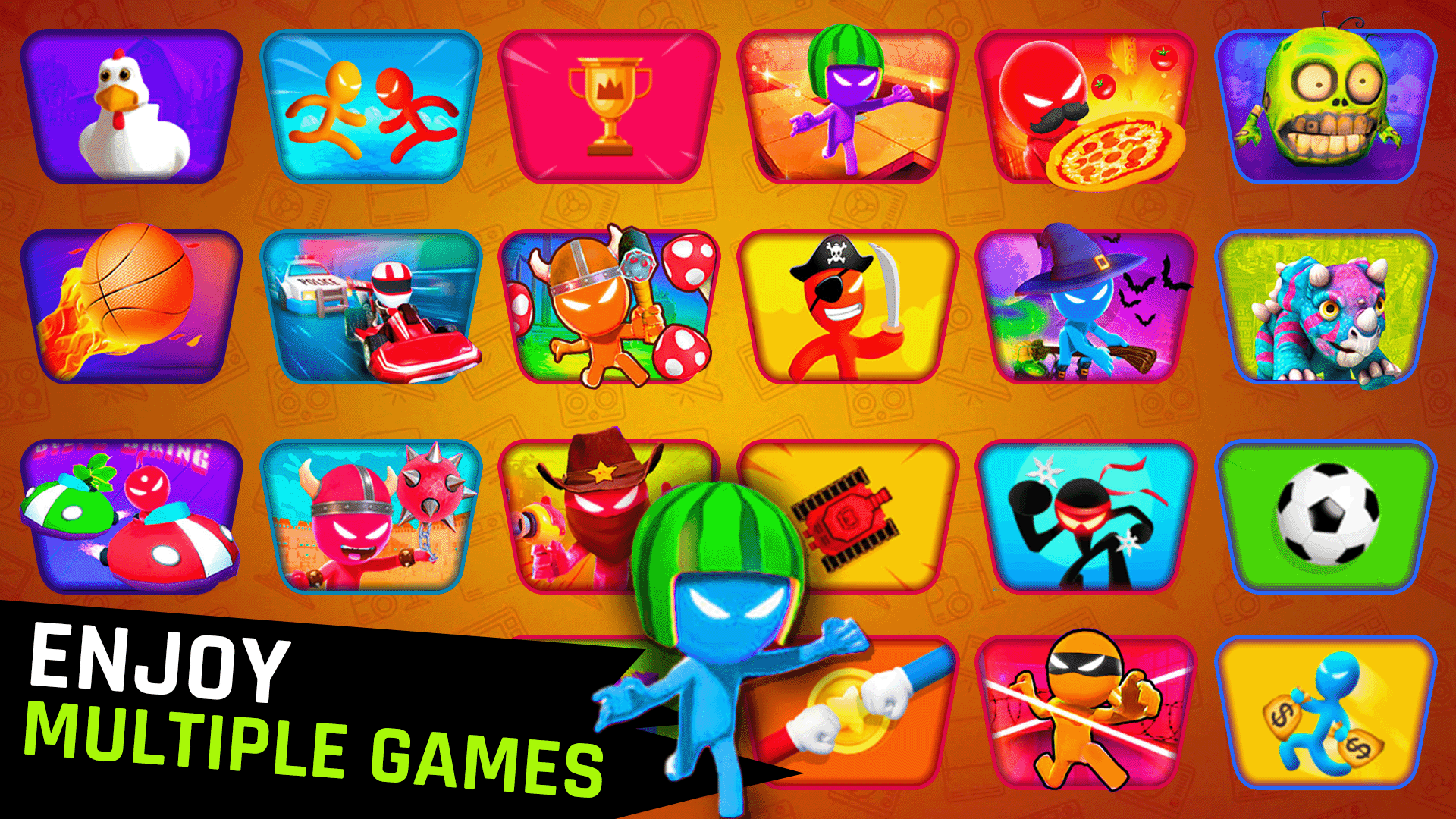 Real Stickman Party 2 3 4 MiniGames ; 18 Games in One Frame with ...