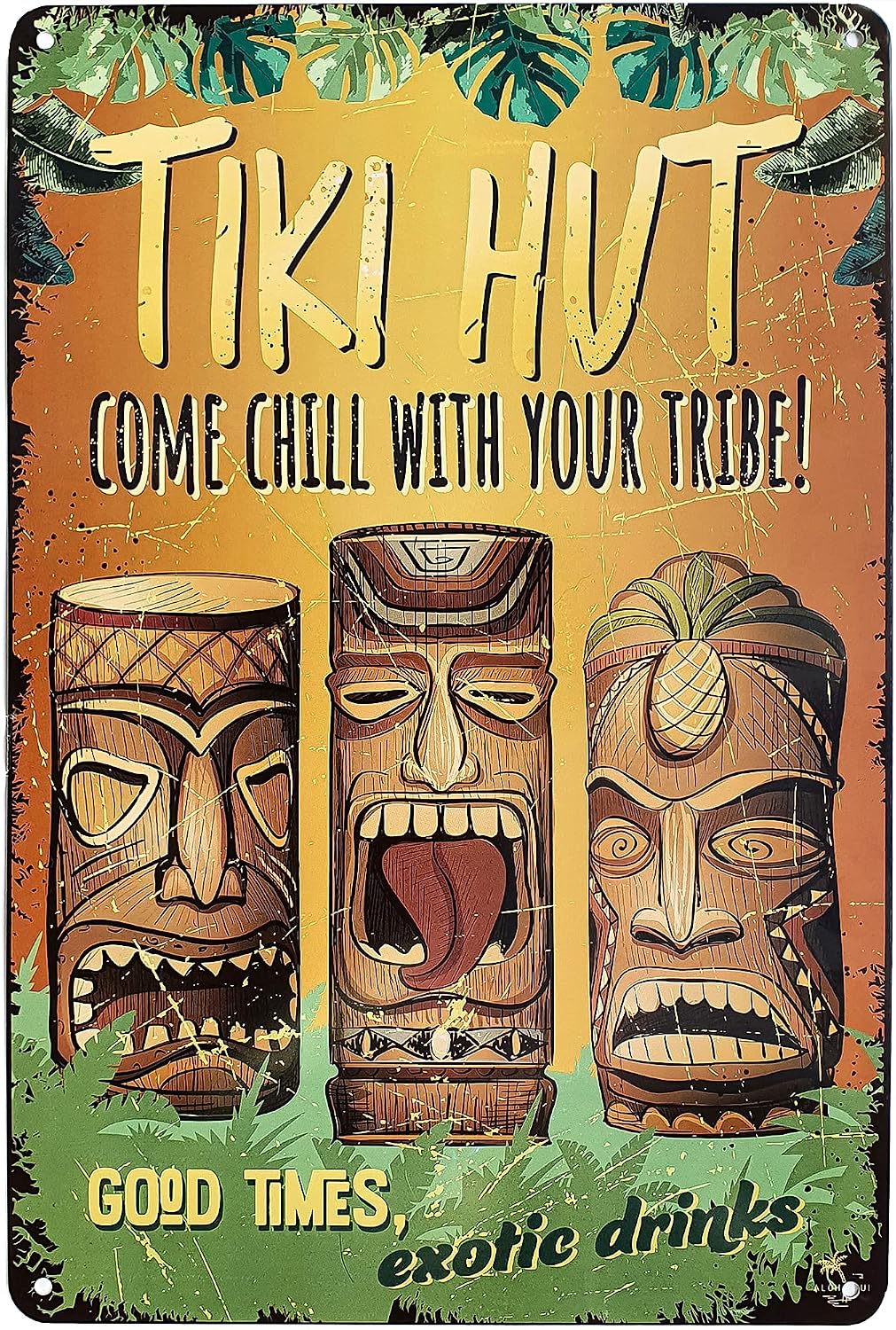 Amazon.com: Tiki Bar Sign, Tiki Bar Decorations Outdoor, Tiki Hut 8" x ...
