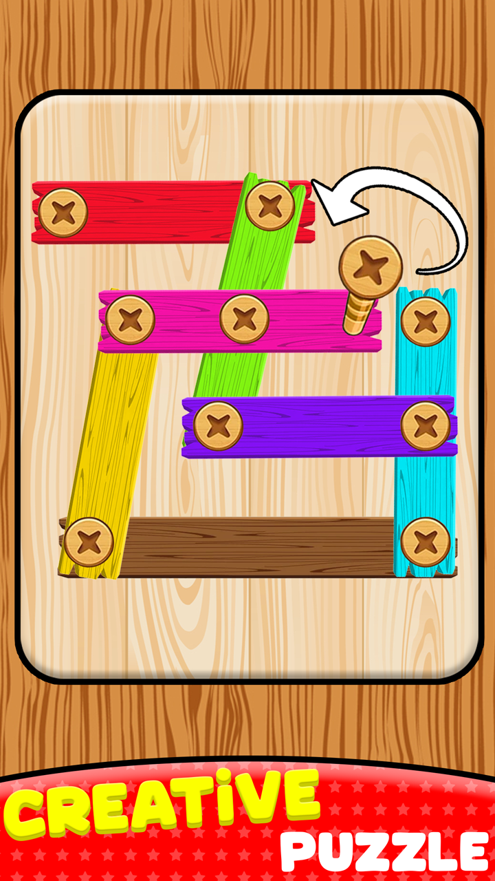Wood Nuts and Bolts Screw Puzzle Sort Game: Wooden Unscrew Twisted ...