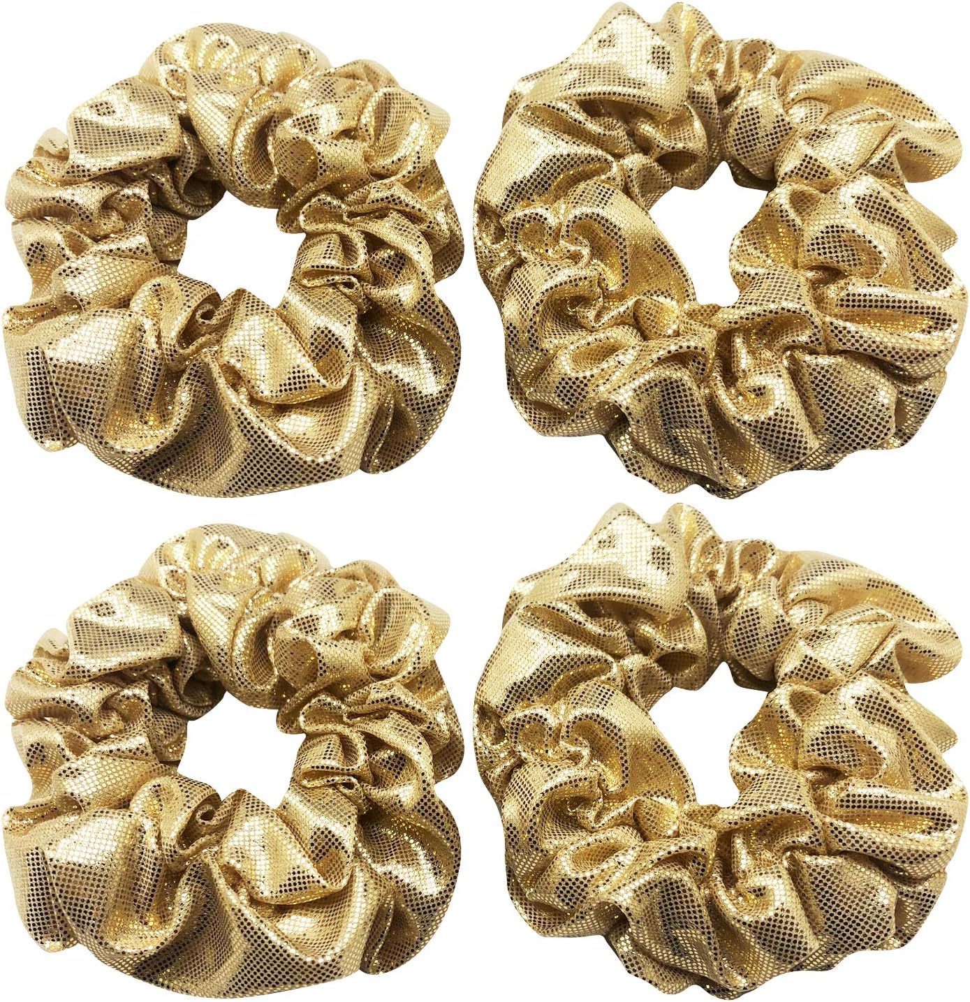 Amazon.com : 12 Pcs PU Leather Cheer Hair Scrunchies Gold Scrunchy ...