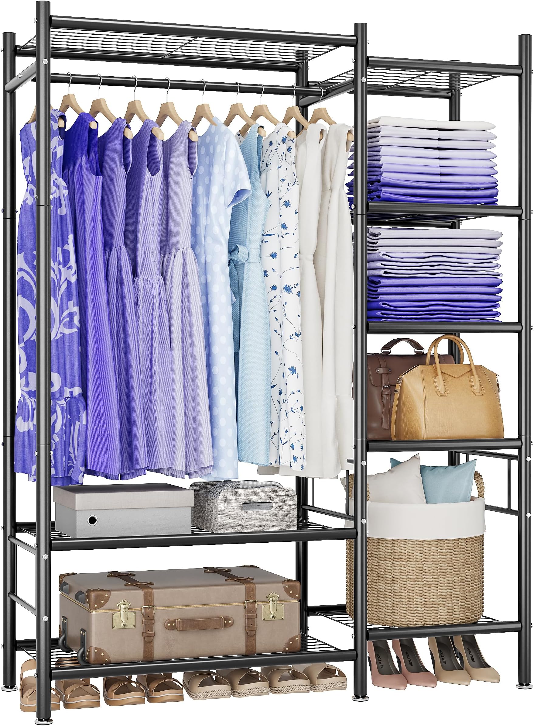 JOISCOPE Heavy Duty Clothes Rails, Metal Freestanding Wardrobe Closet ...