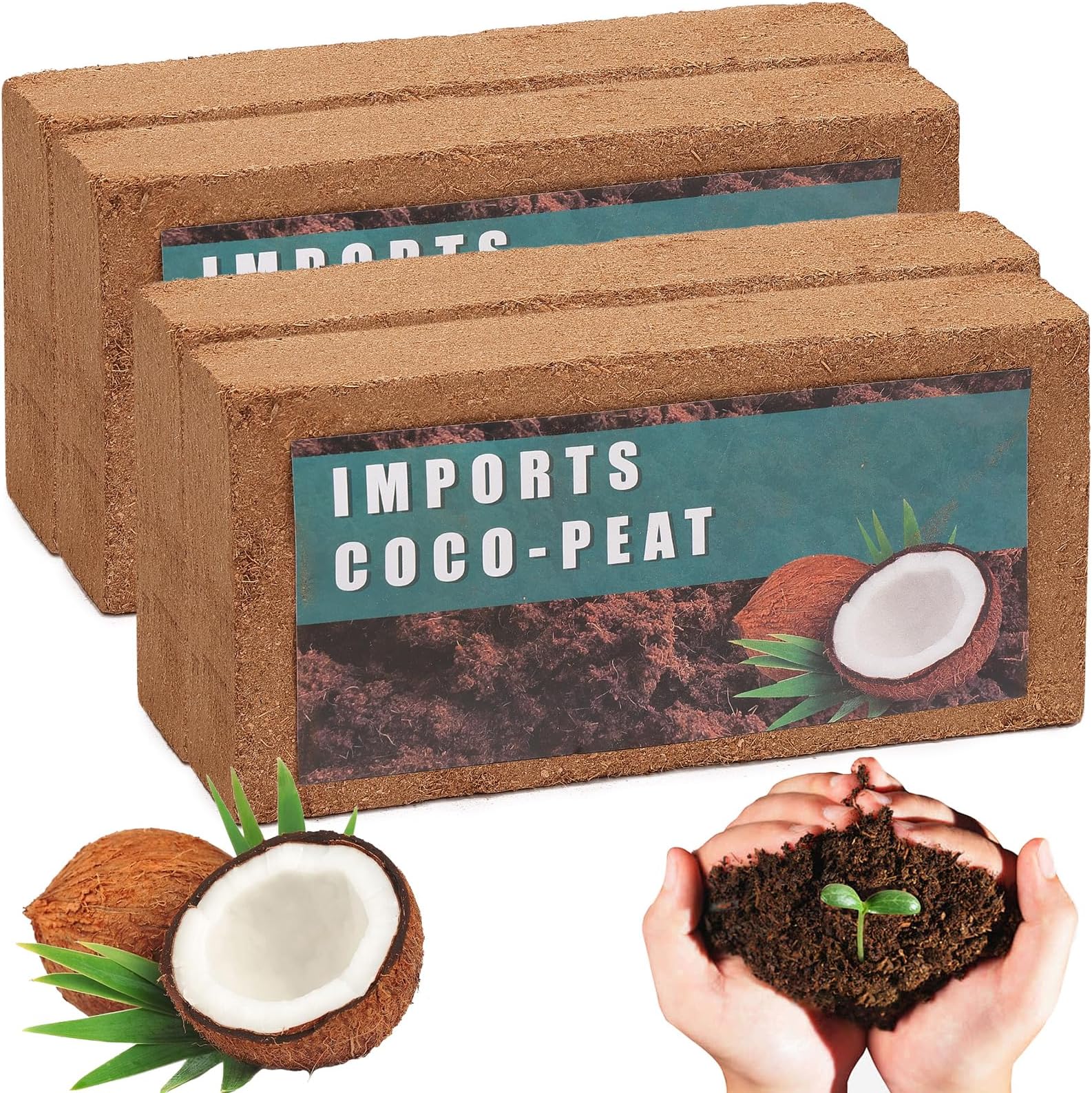 Amazon.com : Coco Coir Brick for Plants- 6 Pack Premium 100% Organic ...