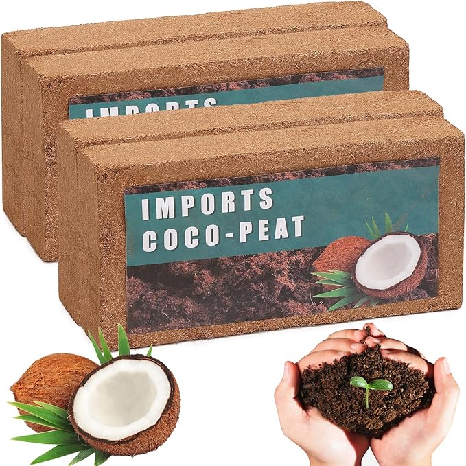 Coco Coir Brick for Plants, 4 Pcs 100% Organic Compressed Coconut Fiber ...