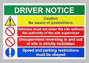 Driver notice caution beware of pedestrians speed and parking ...