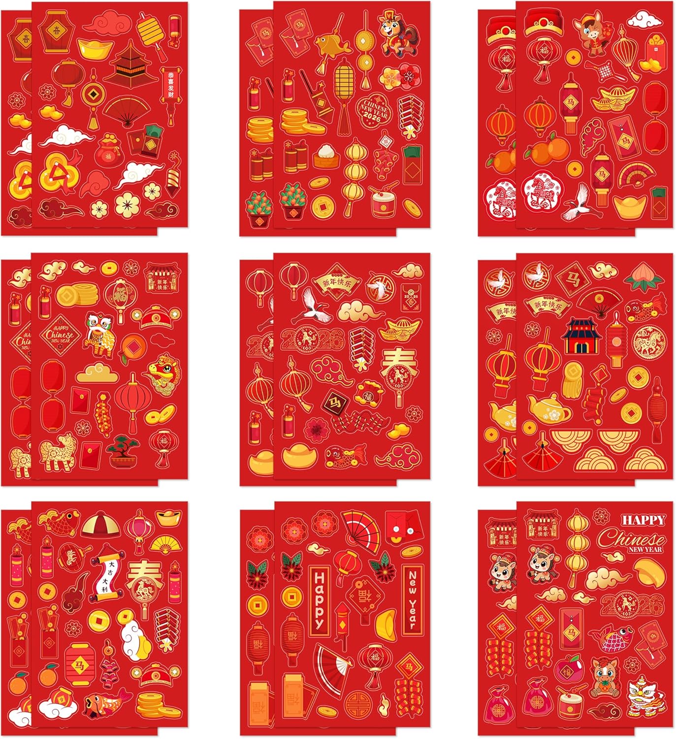 Amazon.com: KYMY 2026 Chinese New Year Stickers, 18 Sheets Spring ...