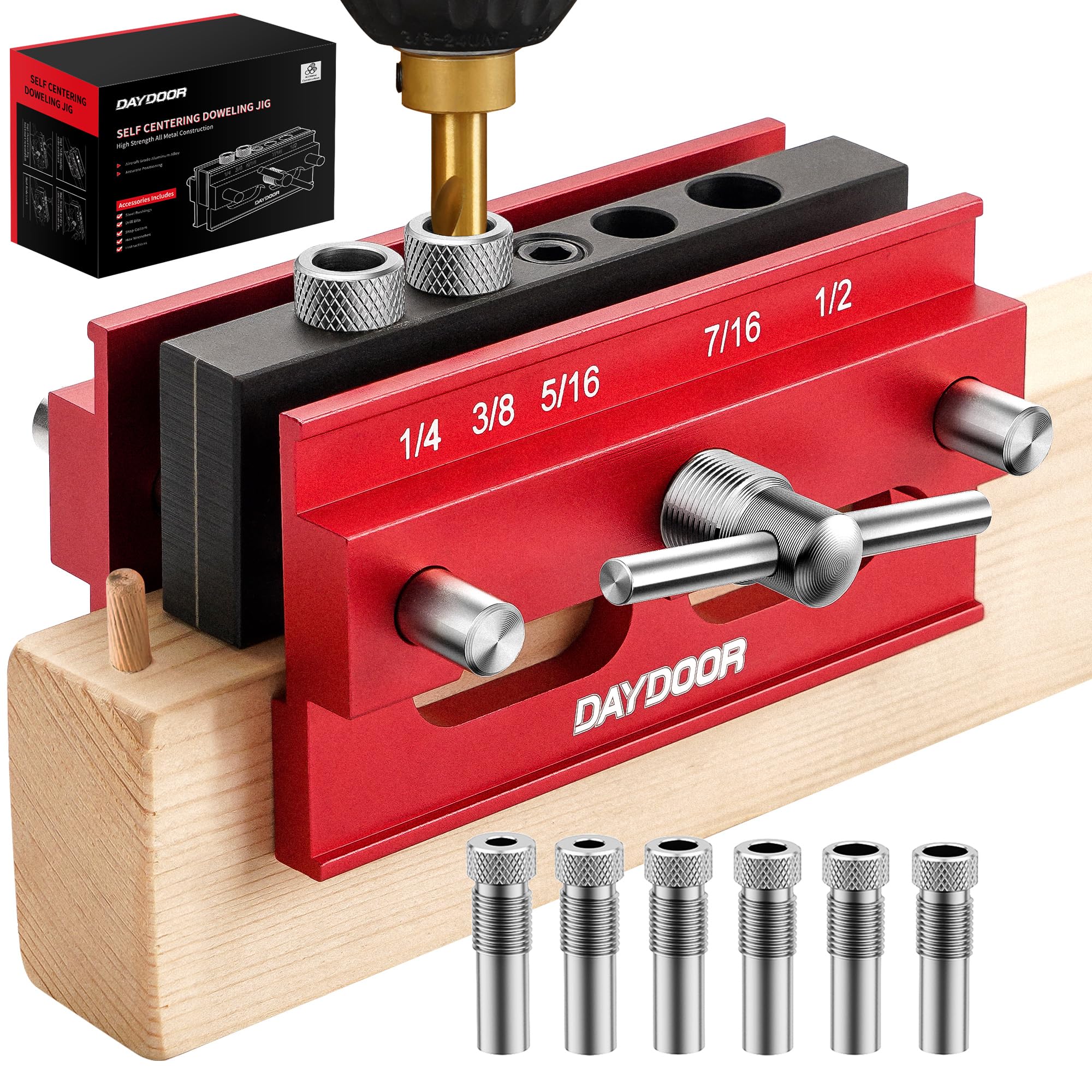 Snapklik.com : DAYDOOR Self Centering Doweling Jig, Adjustable Width ...