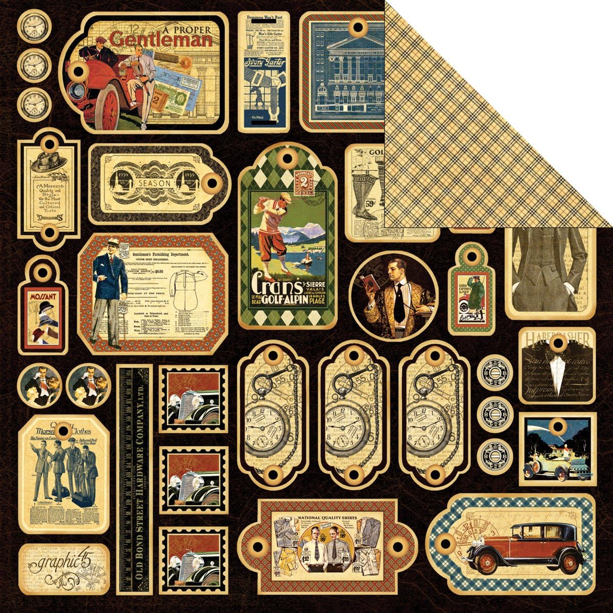 Amazon.com: Graphic 45 A Proper Gentleman Collection Tags #4500186 ...