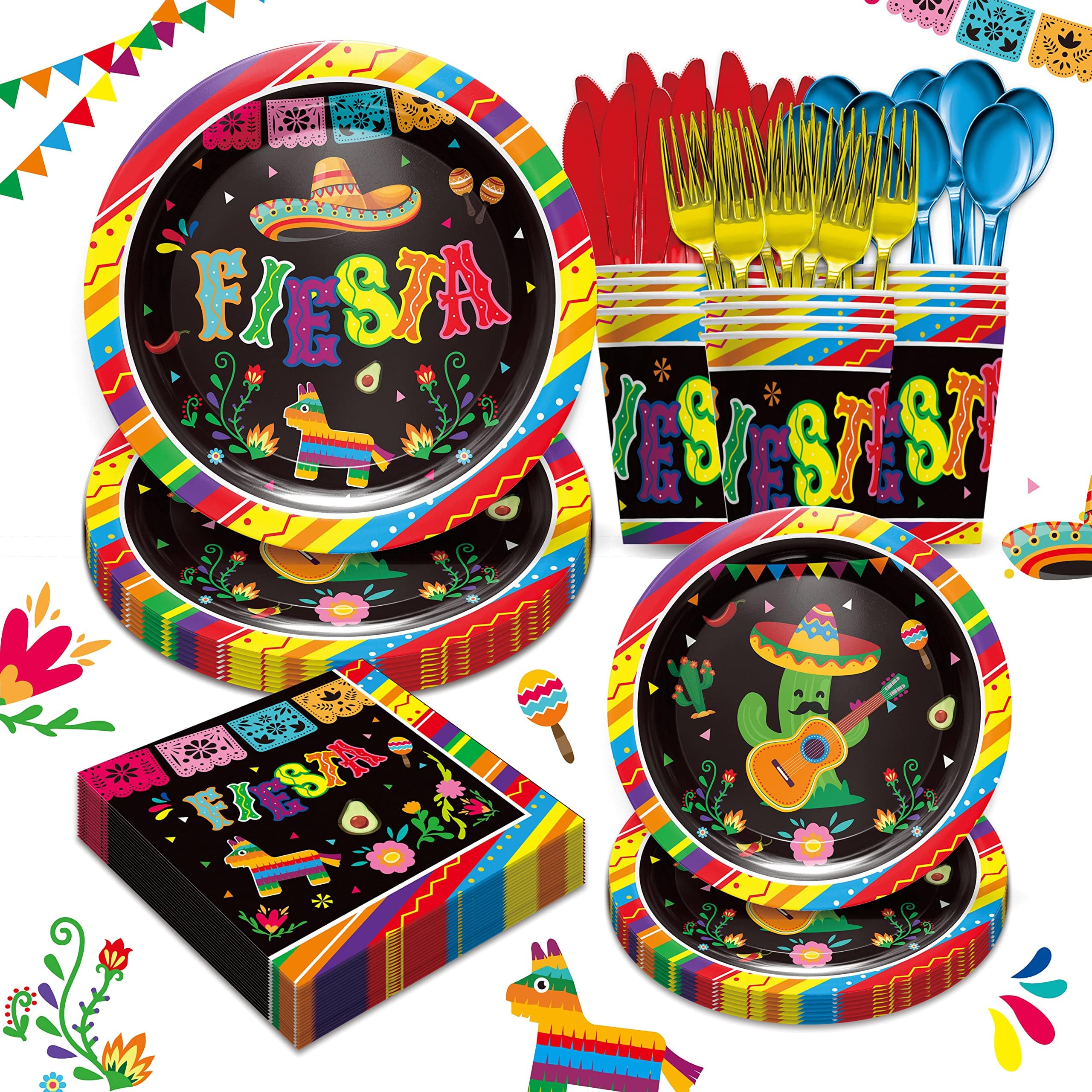 Amazon.com | Pickmesh 350 Pieces Mexican Themed Fiesta Dinnerware Set ...