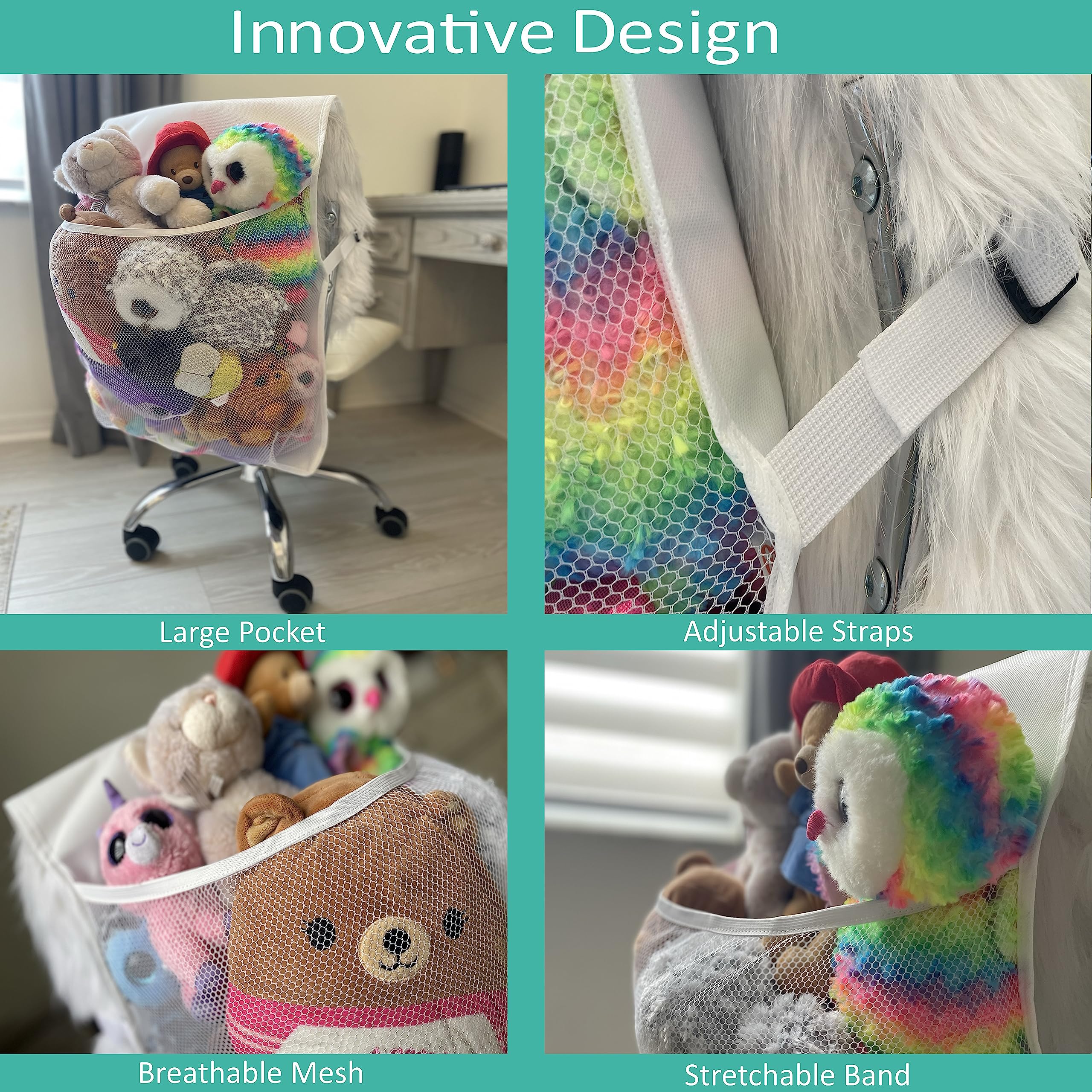 Snapklik.com : Stuffed Animal Storage Pocket For Kids Chair, Net ...