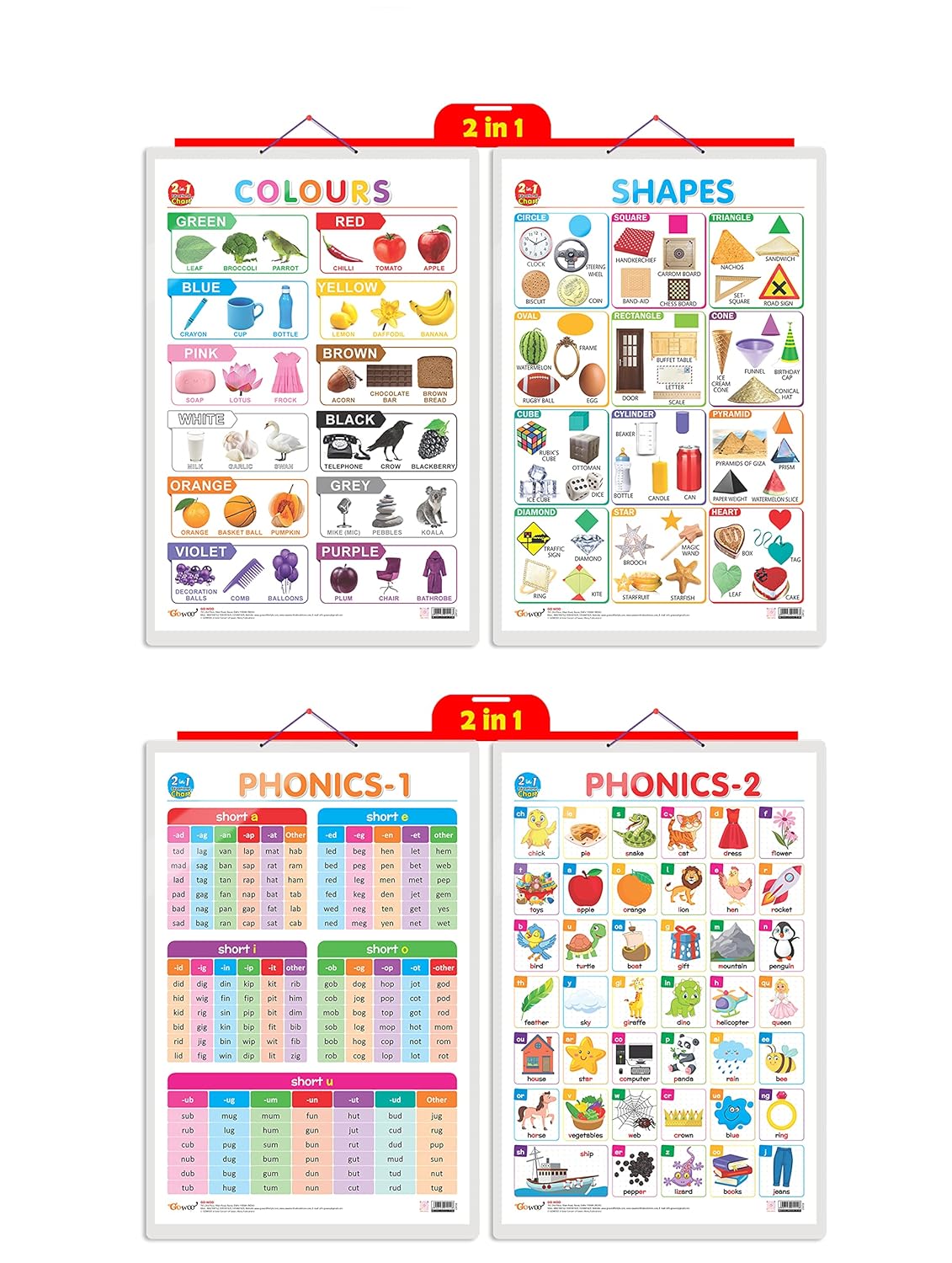 Buy Set of 2 | 2 IN 1 COLOURS AND SHAPES and 2 IN 1 PHONICS 1 AND ...