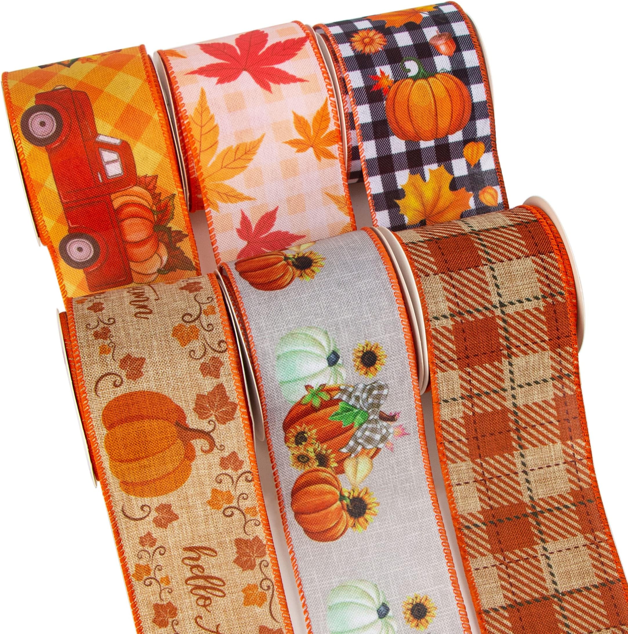 Amazon.com: Morex Ribbon 7393 Fall Harvest Fall Harvest Ribbon, Orange ...