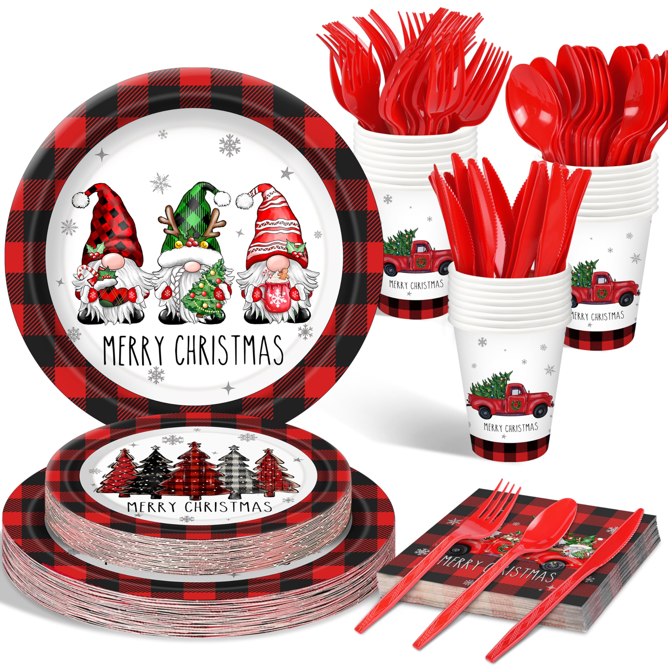 Amazon.com: THAWAY Christmas Plates Set Christmas Dinner Tableware Set ...
