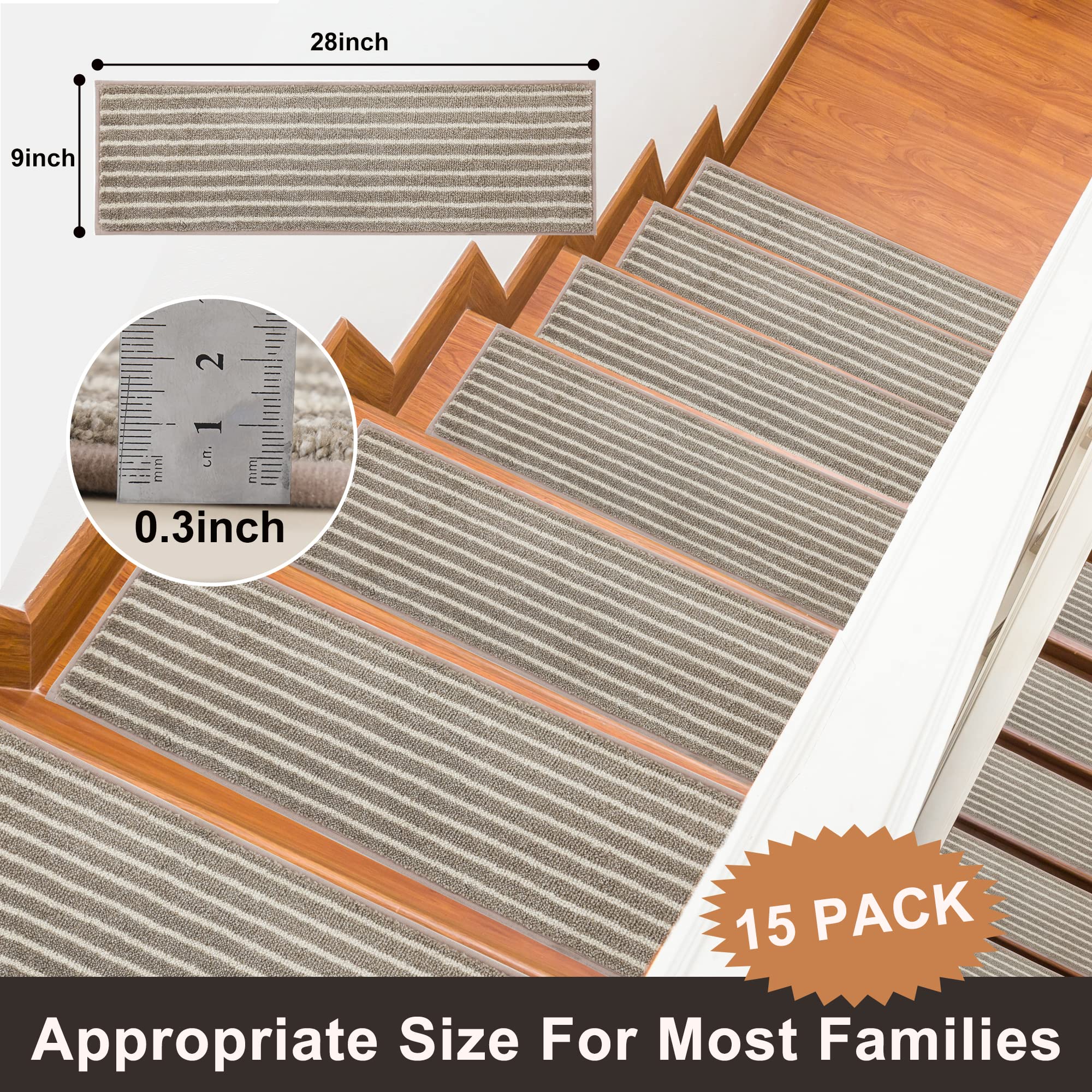 BEQHAUSE Stair Treads for Wooden Steps Non Slip Stair Treads Machine ...