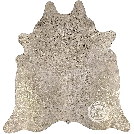 Amazon.com: Genuine Metallic Gold on Off White Cowhide Rug 6 x 8 ft ...