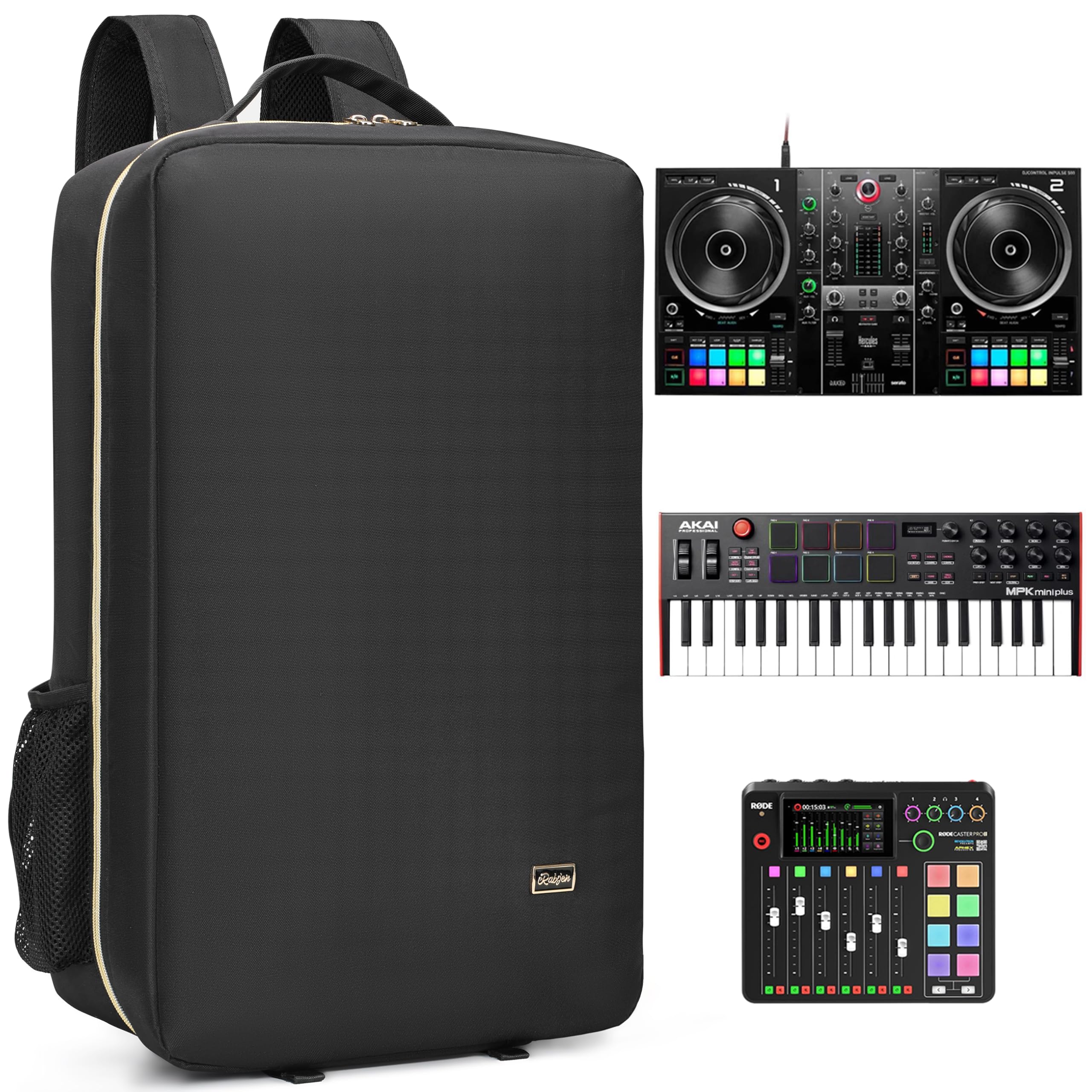 Amazon.com: Rabjen DJ Backpack for Club Gigs, DJ Mixer Case Compatible with Pioneer DJ DDJ-REV1 ...