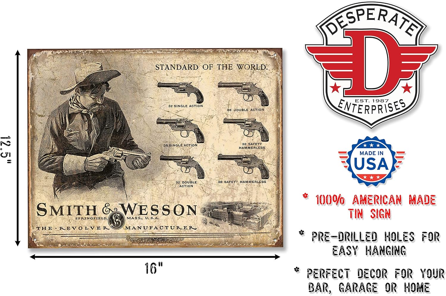 S&W Revolvers Tin Sign | Buy in Canada | Gotenda