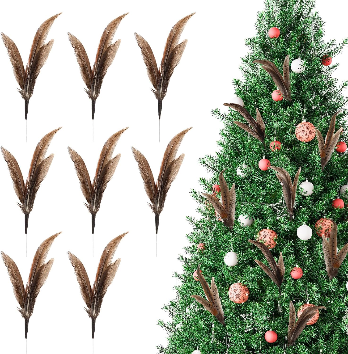 Amazon.com: Norme 8 Pcs Pheasant Feather Picks 15.7'' Mixed Christmas ...