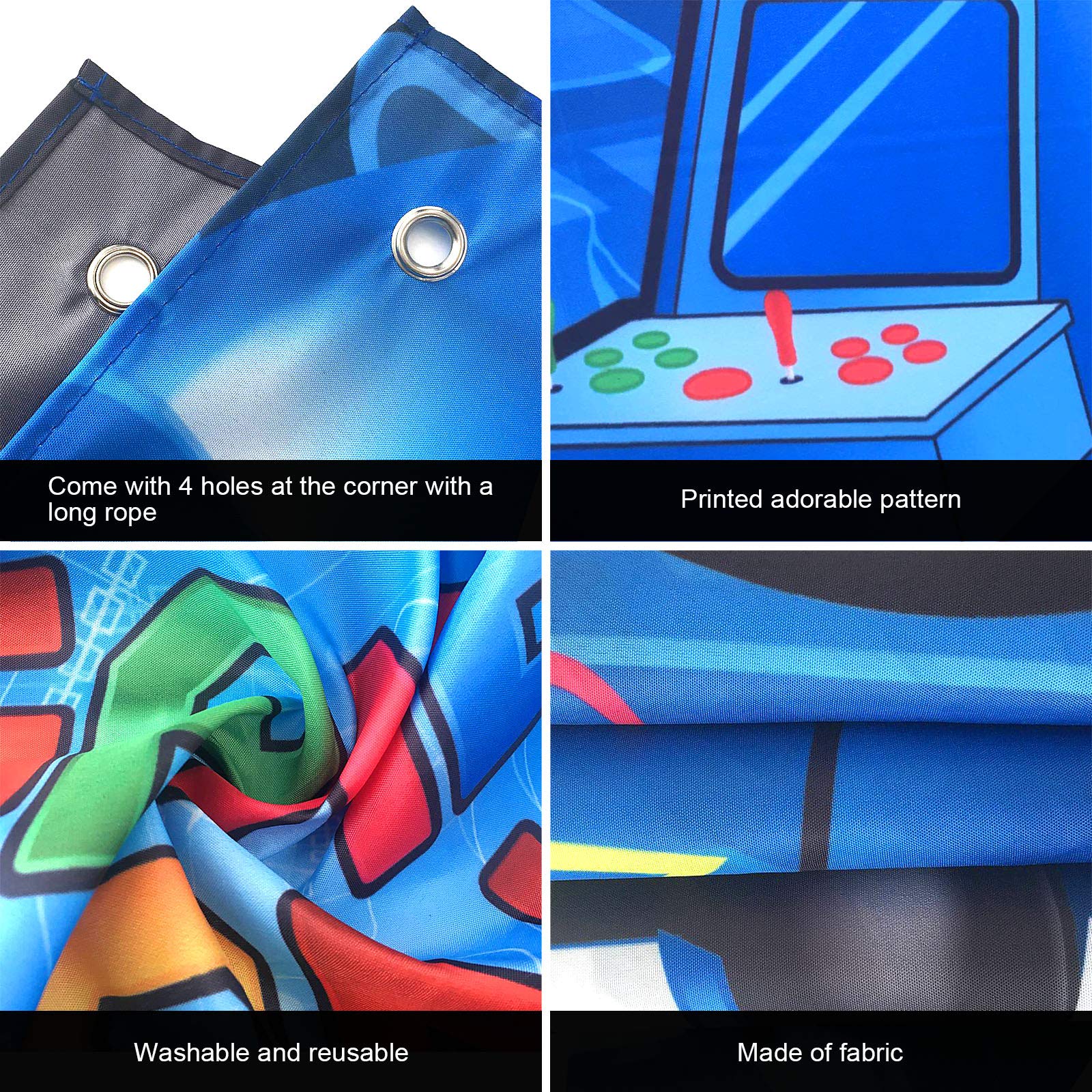 Blue Video Game Backdrop Blue Gaming Party Props Party Accessory Video ...