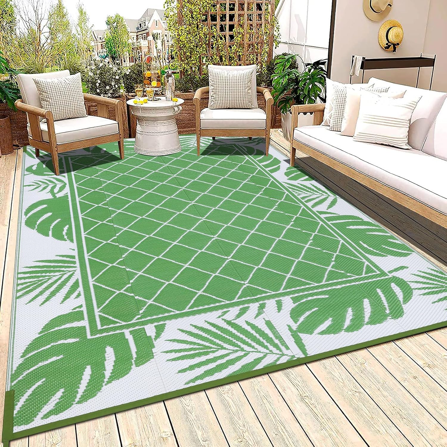 Amazon.com: Ileading Outdoor Rug Carpet for Patio 5' x7' Waterproof ...