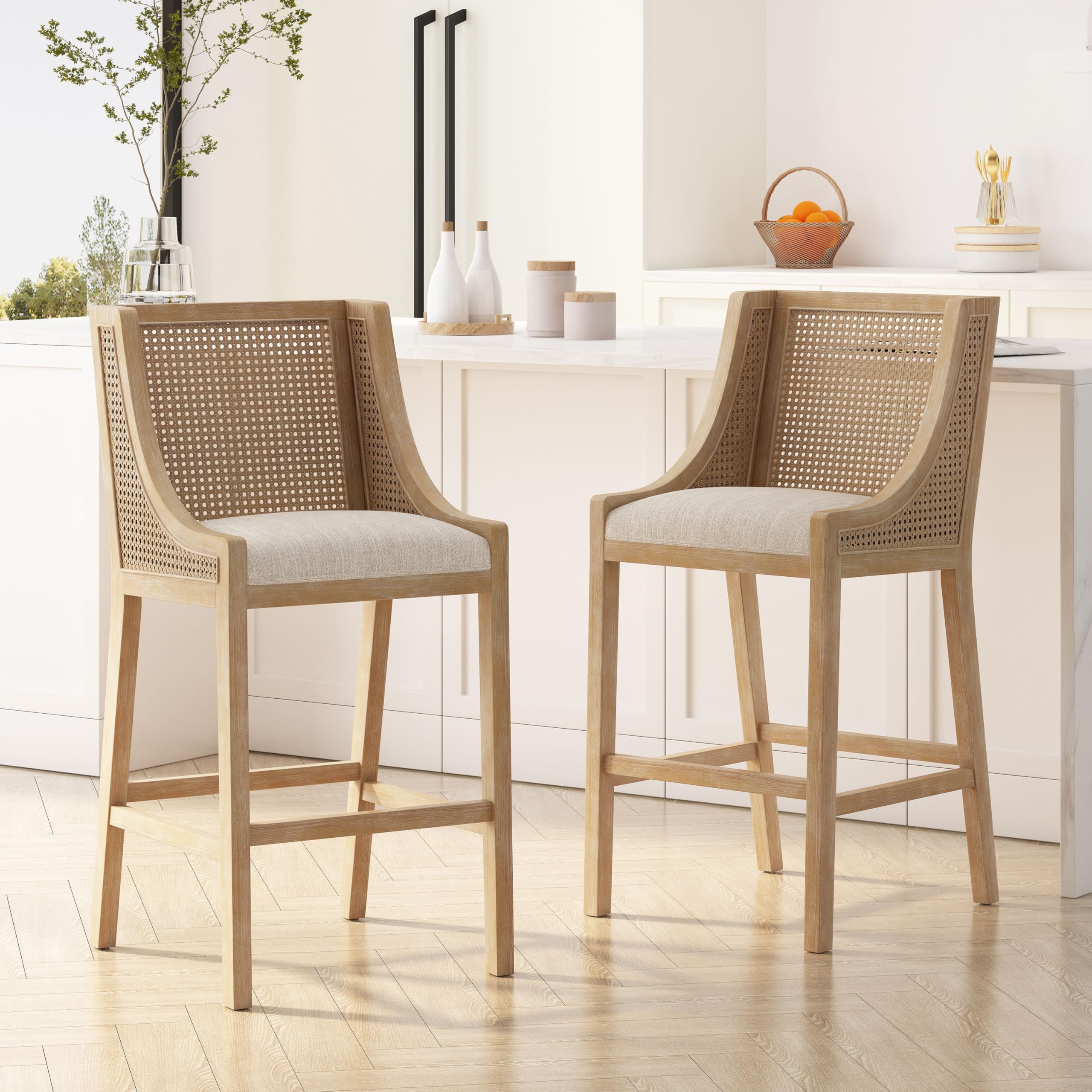 Amazon.com: GDFStudio Barstools Set of 2,Country Rustic Upholstered ...