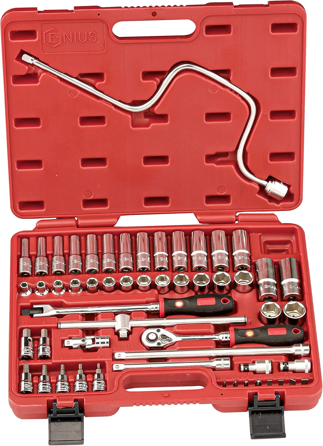 Genius Tools 54 Piece 3/8" Dr. Metric Hand Socket & Hex Bit Socket Set ...