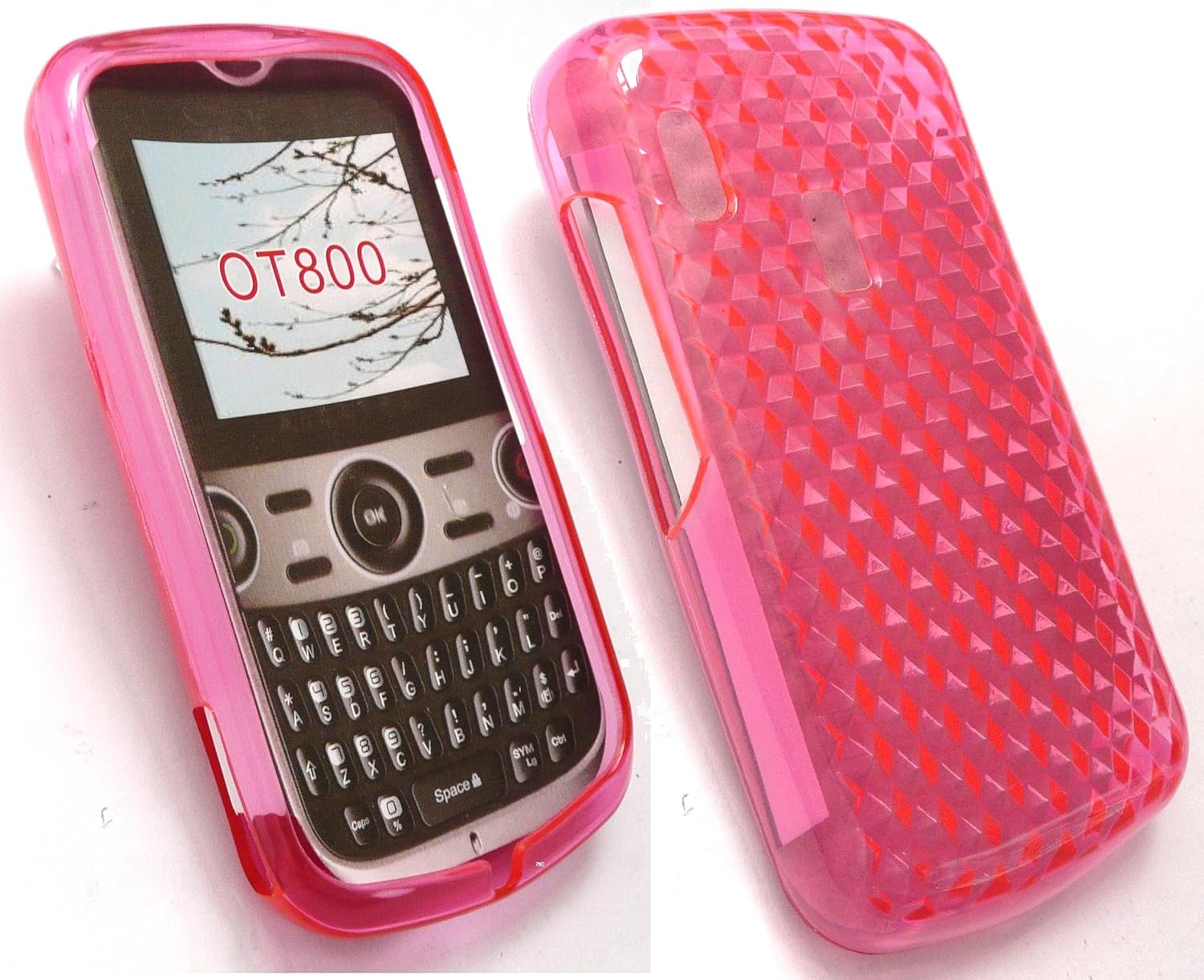 EMARTBUY ALCATEL OT-800 HEXAGON PATTERN GEL SKIN COVER/CASE PINK ...