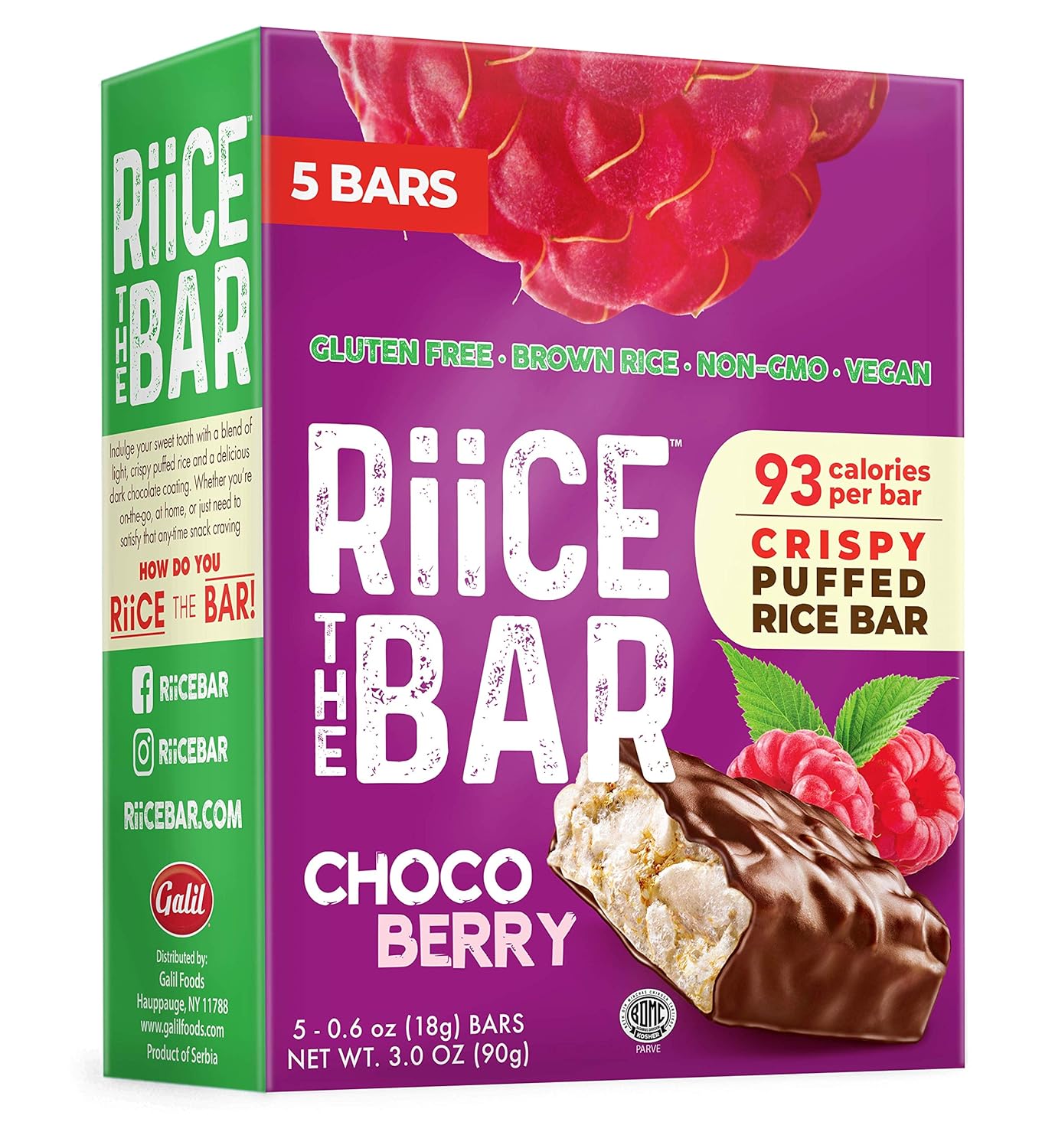 Amazon.com : RiiCE THE BAR - Crispy Puffed Rice Bar | Real Chocolate ...