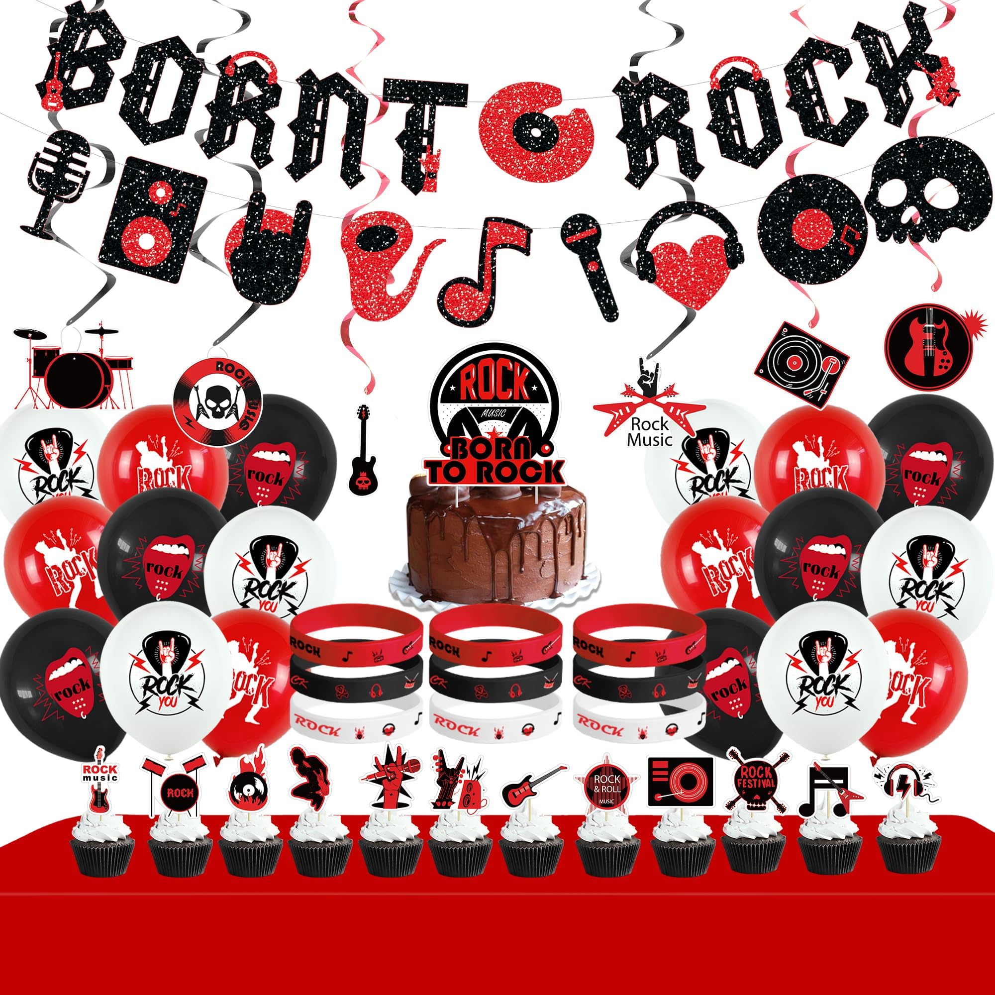 Amazon.com: Zonon 53 Pieces Rock and Roll Theme Party Decorations ...