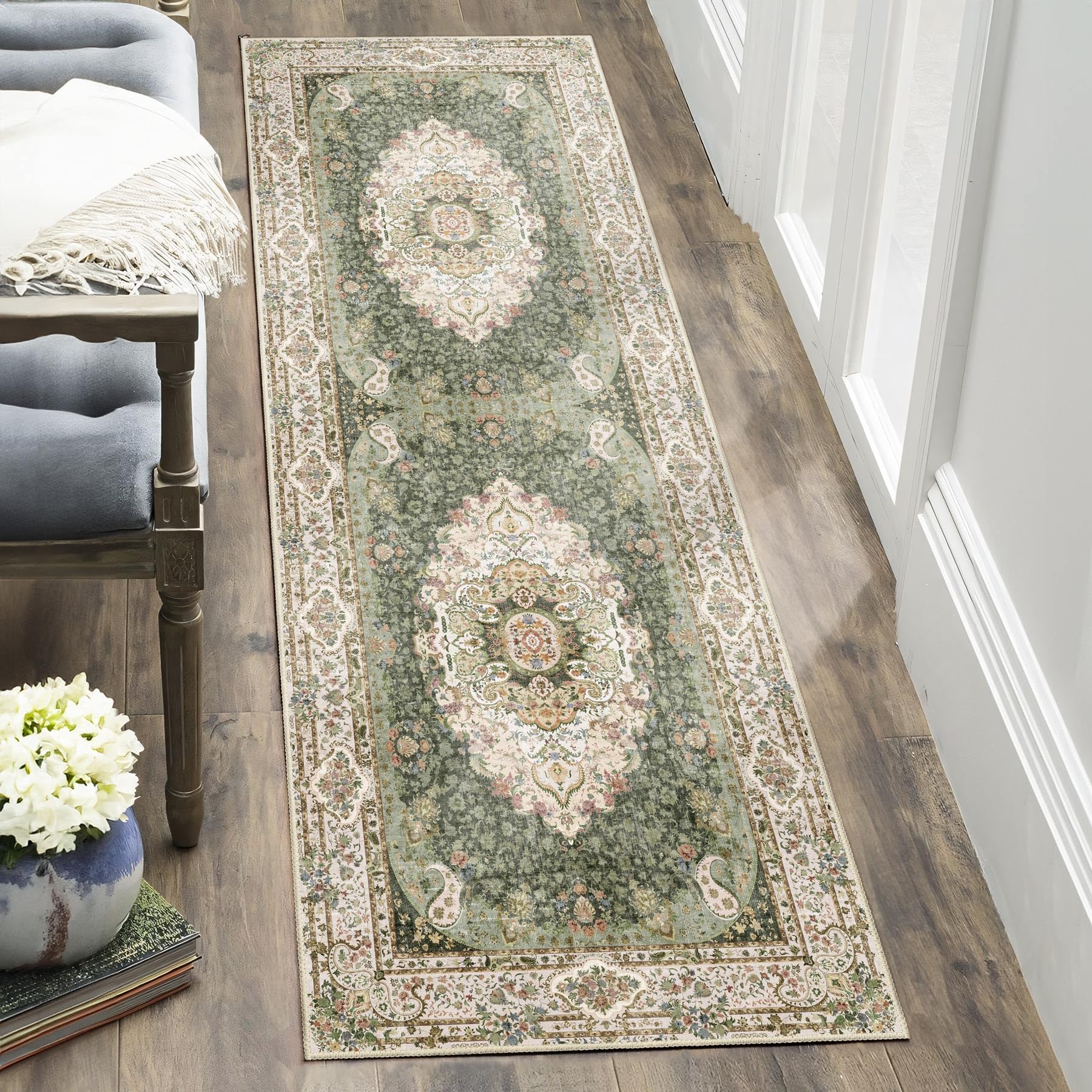 Amazon.com: Castage Washable Runner Rug 2x6,Green Rug Runners Non Slip ...
