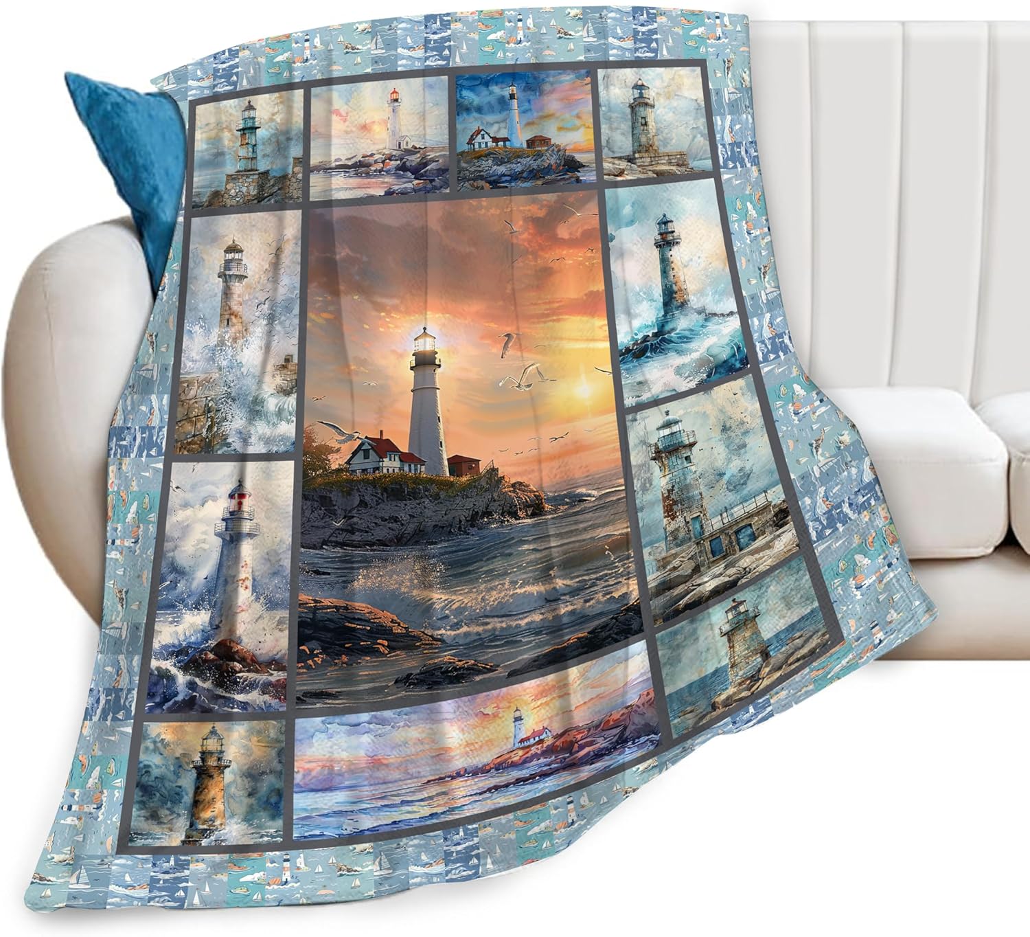 Amazon.com: Lighthouse Blanket for Woman Nautical Lighthouse Throw ...