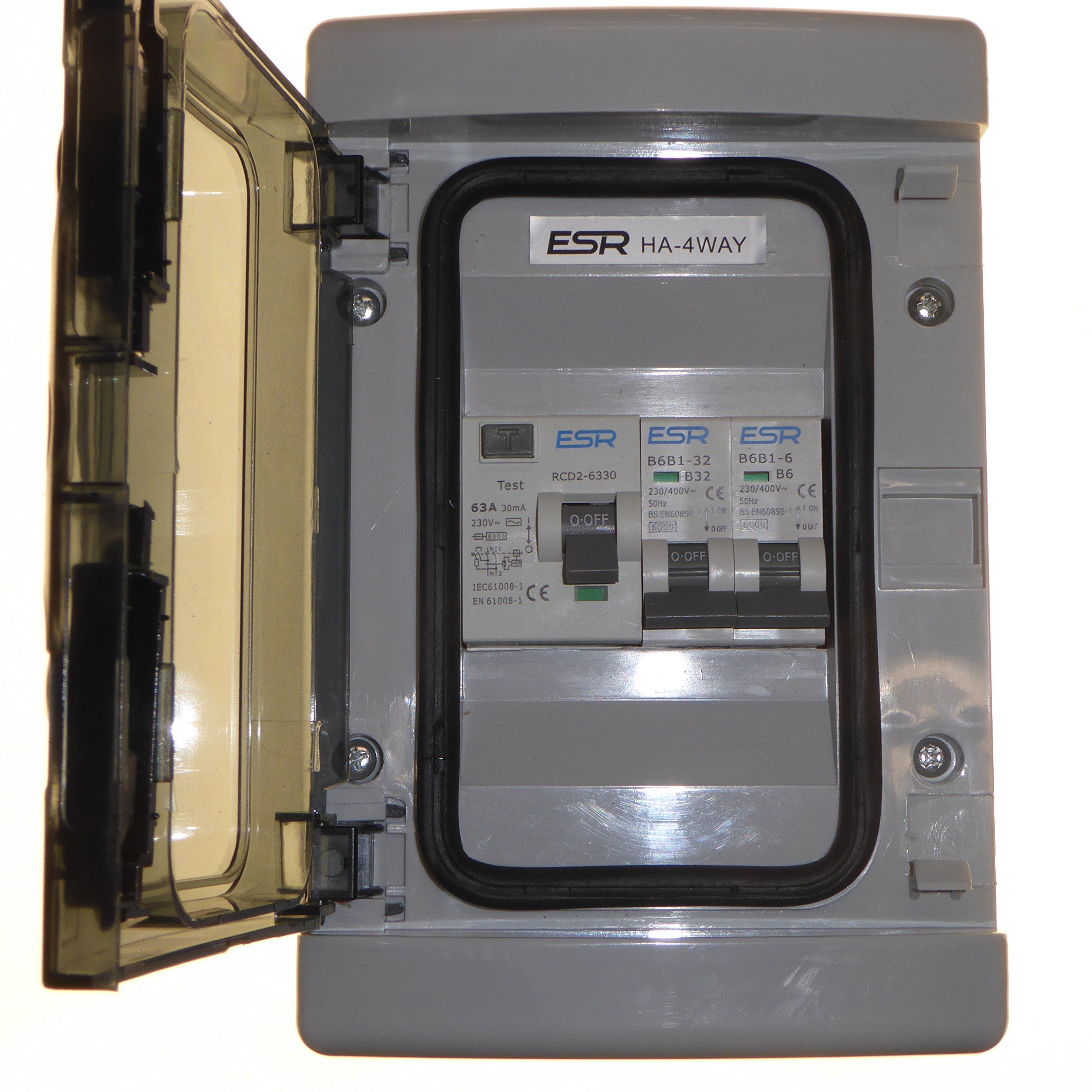 2 Way RCD Consumer Unit 63 Amp 30mA with 6 Amp and 32 Amp Type B MCB ...