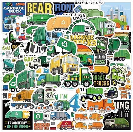 Amazon.com: 60 Pcs Garbage Truck Stickers Decals for Kids Boys Girls ...