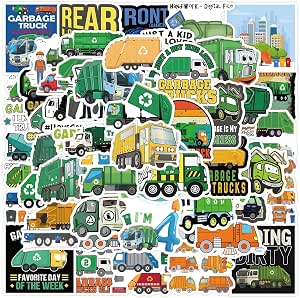 Amazon.com: 60 Pcs Garbage Truck Stickers Decals for Kids Boys Girls ...
