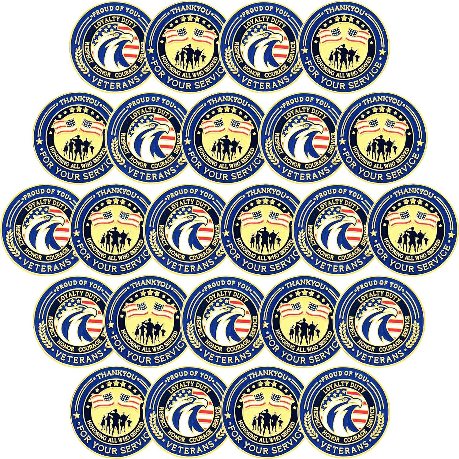 Amazon.com : 24 Pcs Military Challenge Coins Thank You for Your Service ...