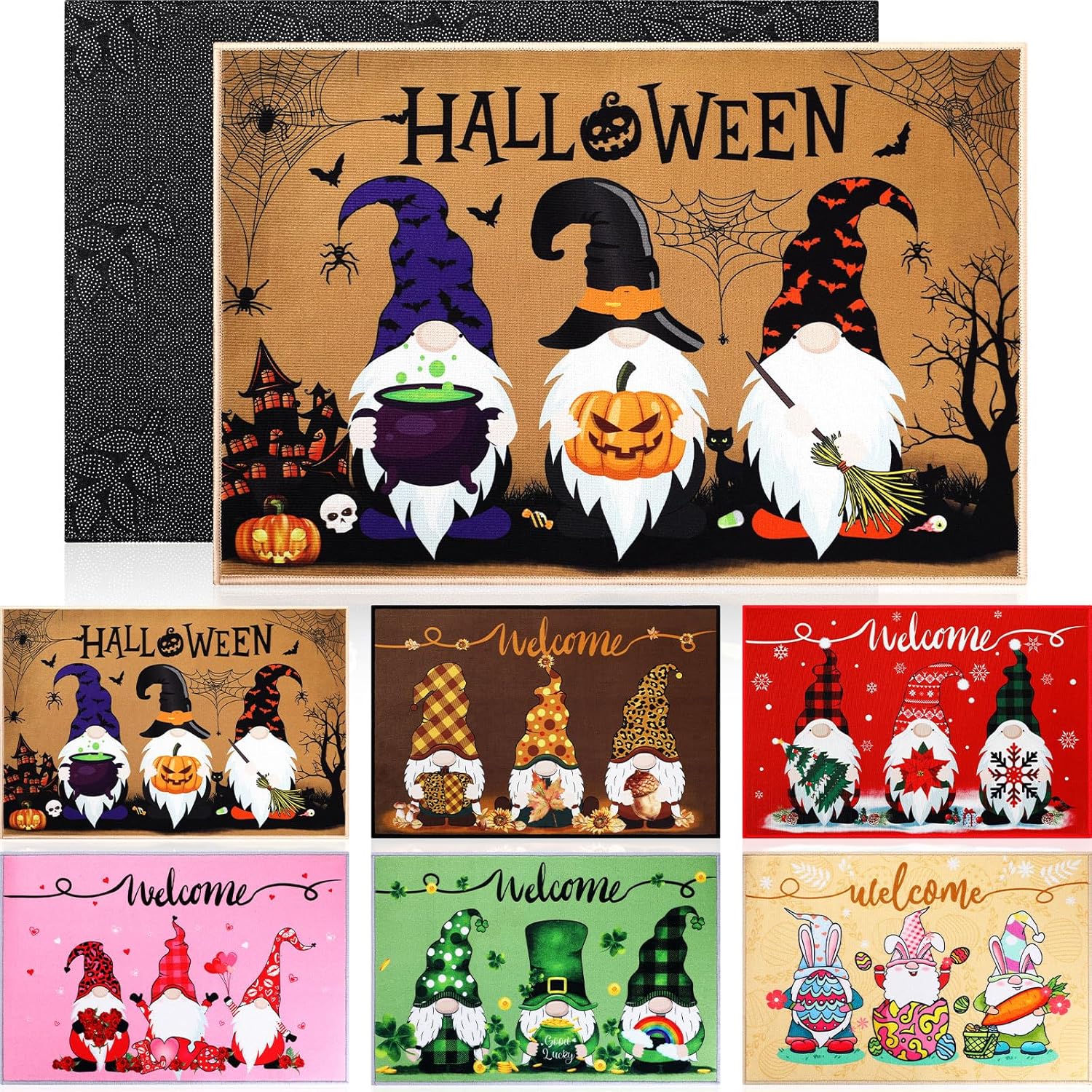 Amazon.com: Geelin 6 Pcs Halloween Gnome Welcome Mats Thanksgiving ...