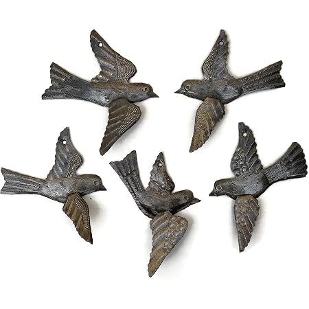 Amazon.com: Set of 5 Birds for Decorating, Handmade Garden Wall ...