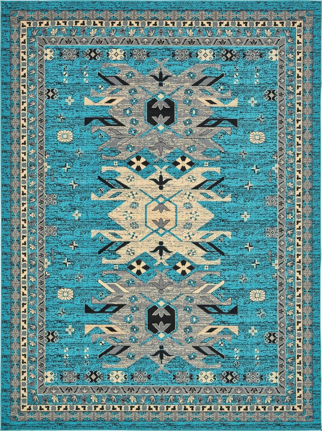Amazon.com: Rugs.com Heris Collection Rug – 10' x 13' Turquoise Medium ...