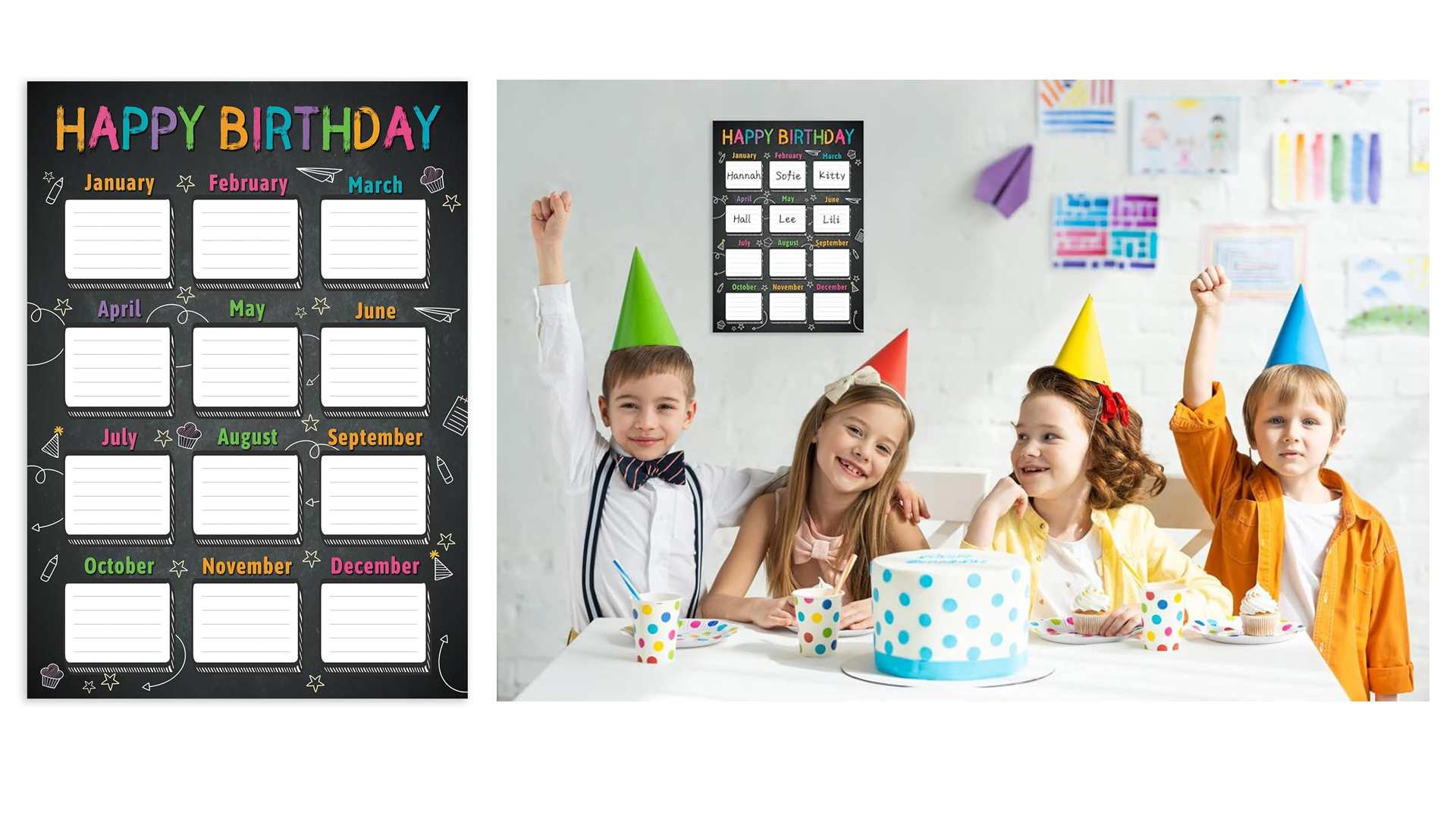 Classroom Birthday Poster Happy Boho Birthday Calendar Chart Paper ...