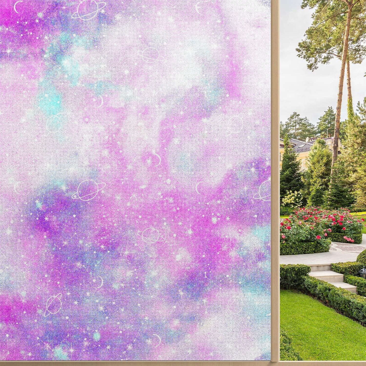 Amazon.com: BoeHiop Window Privacy Film, Pink Marble Galaxy Frosted ...