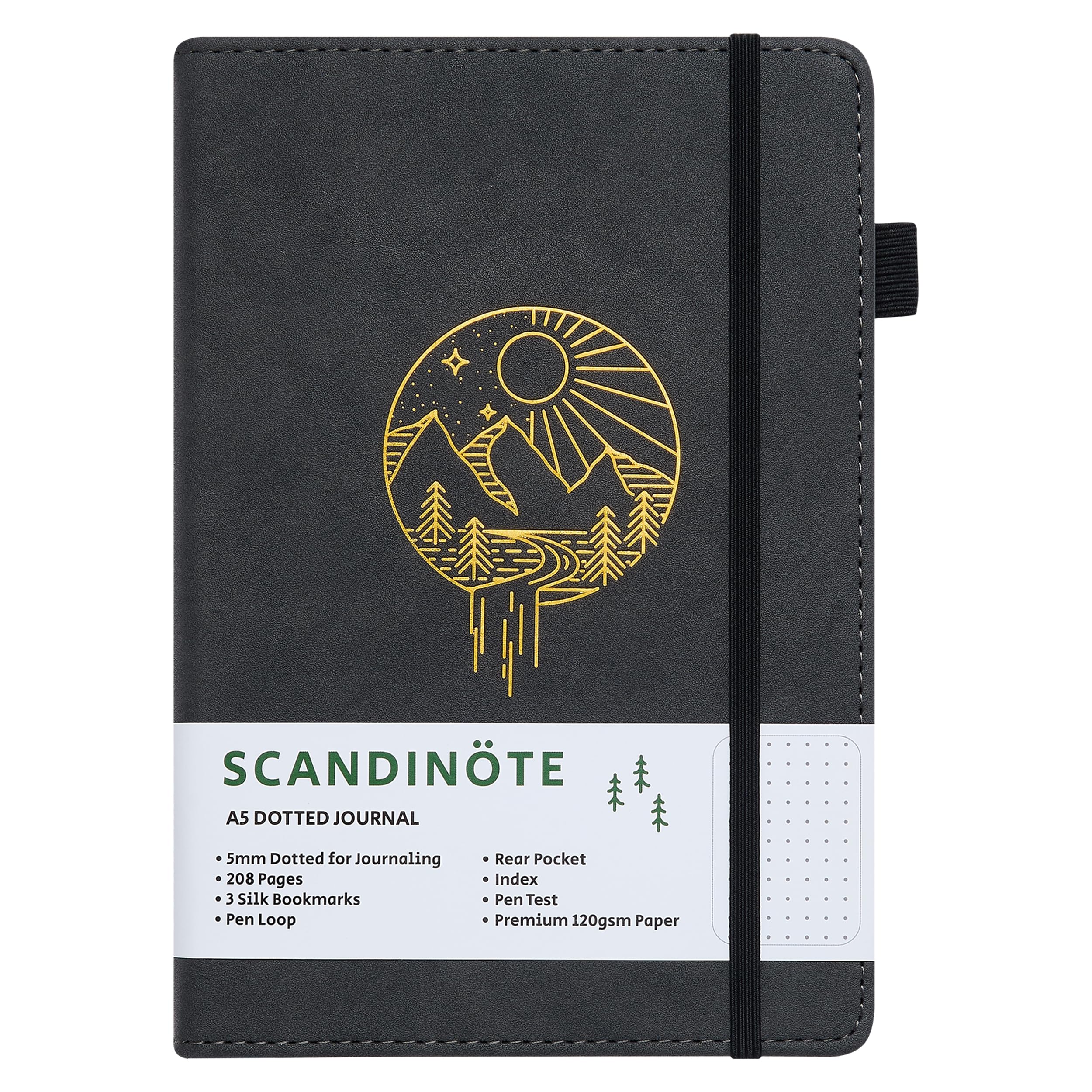 Scandinote A5 Bullet Dotted Journal – Charcoal, 208 Pages, 120gsm Paper ...