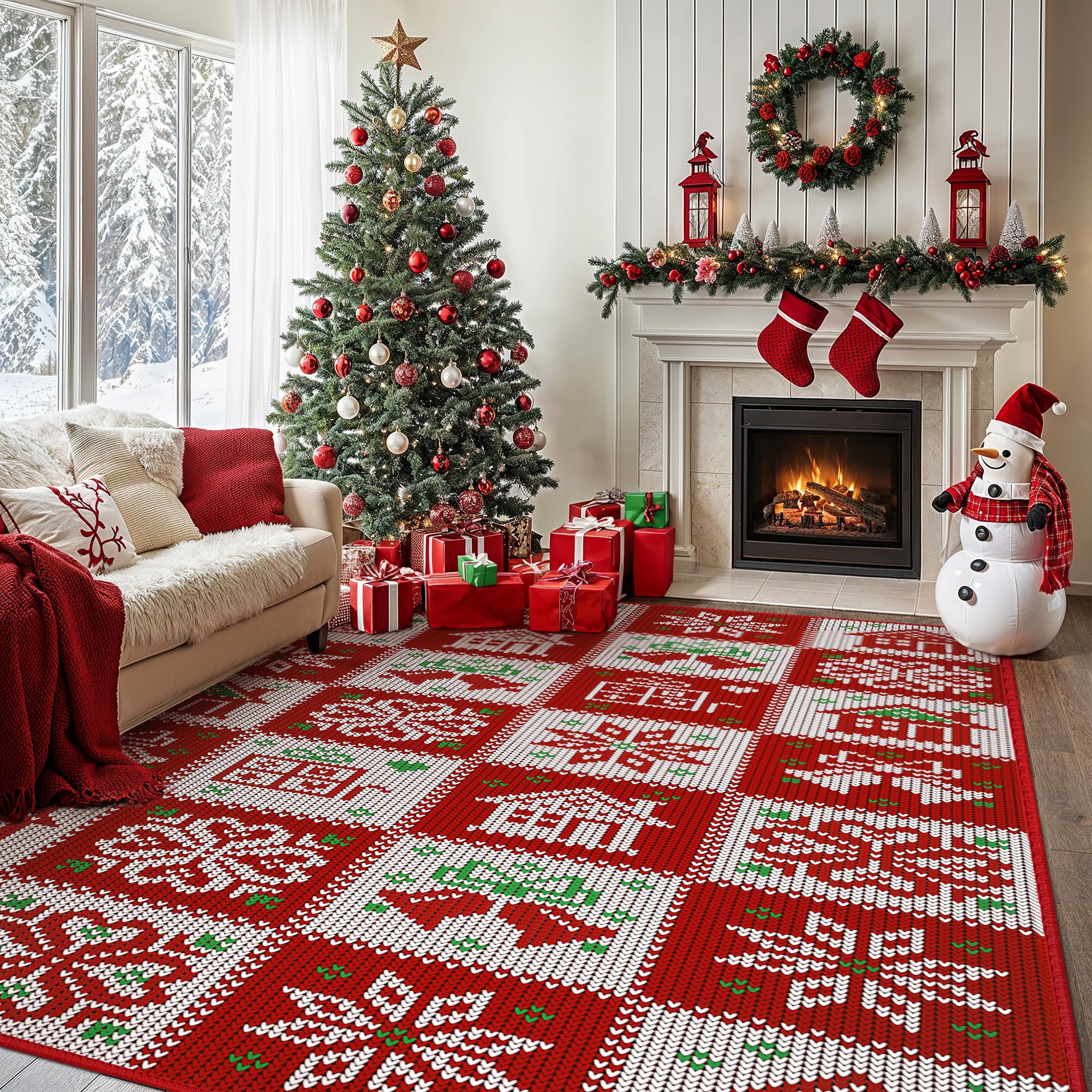 Amazon.com: Christmas Area Rug 6x9 for Living Room Bedroom, Machine ...