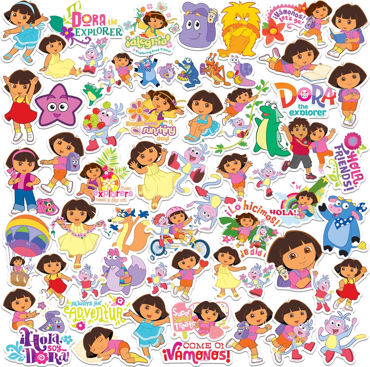 Amazon.com: Dora The Explorer Variety 50ct Vinyl Large Deluxe Stickers ...