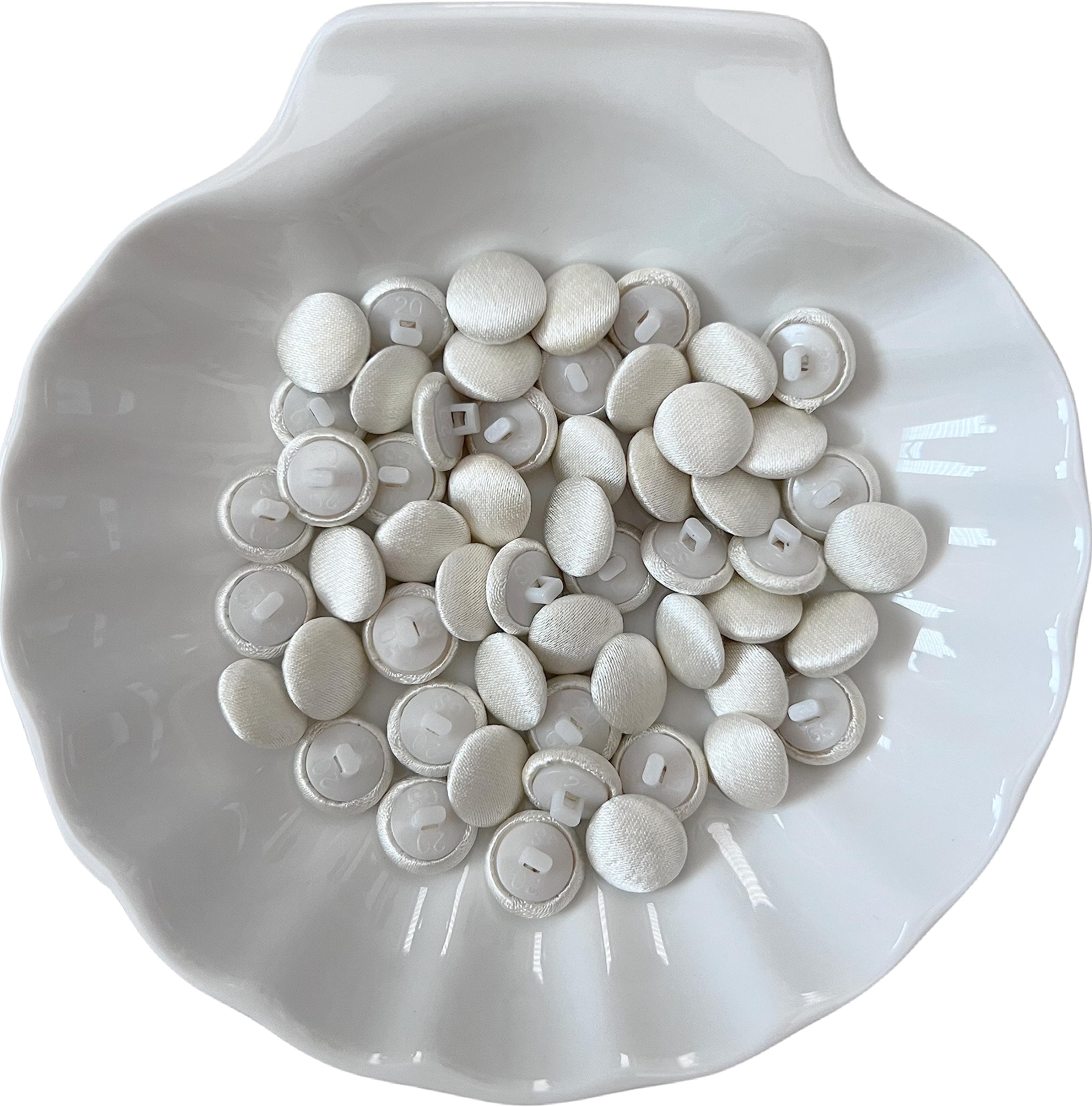 Amazon.com: YOOGCORETT 30pcs Ivory Satin Fabric Cloth Covered Buttons ...