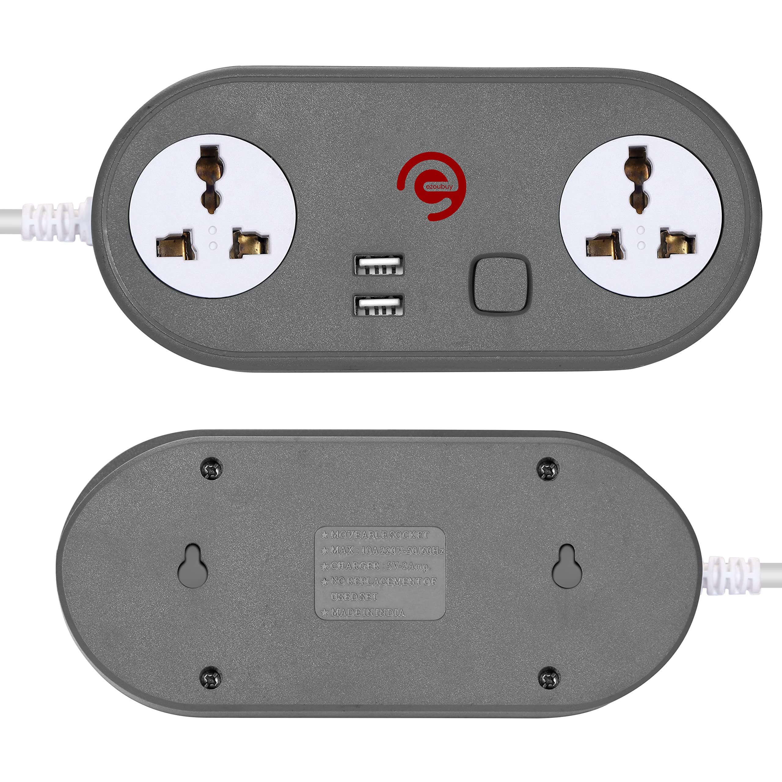 Buy ezoubuy Heavy Duty Extension Board with USB | 6V-2.4 Amp | 2 Socket ...