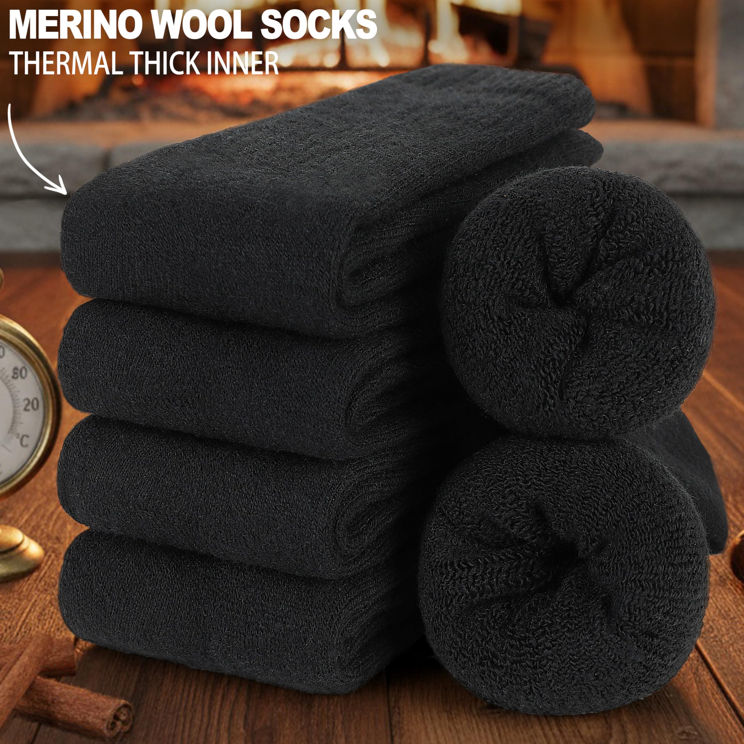 Snapklik.com : EBMORE Merino Wool Socks For Men Winter Thermal Warm ...