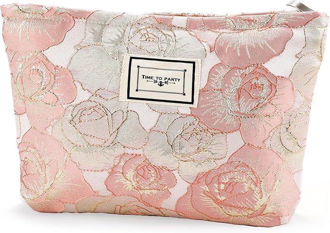 Amazon.com: URSKYTOUS Rose Flower Makeup Bag Travel Large Cosmetic Bag ...